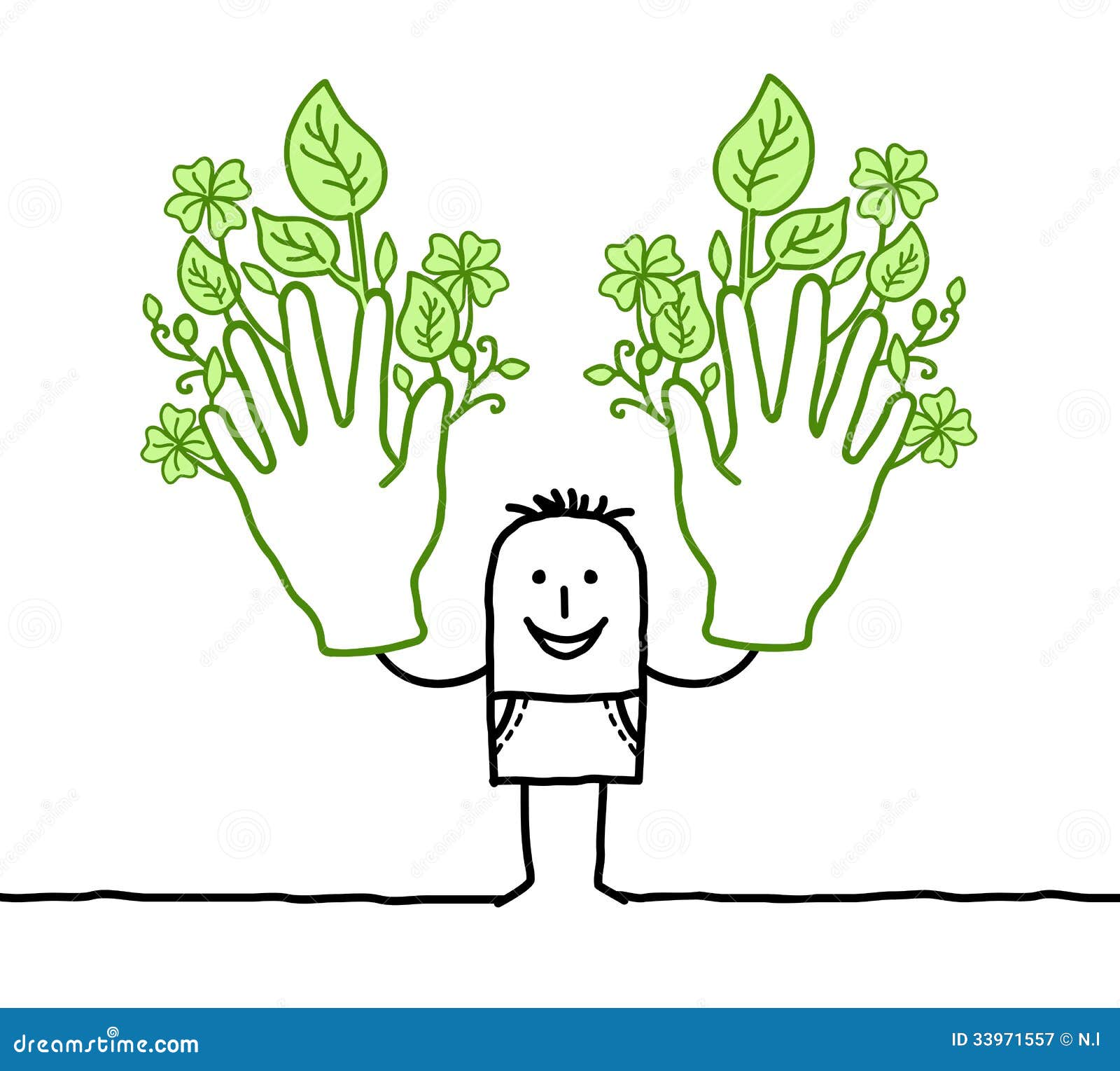 Man with Two Big Green Hands Stock Vector - Illustration of humor ...