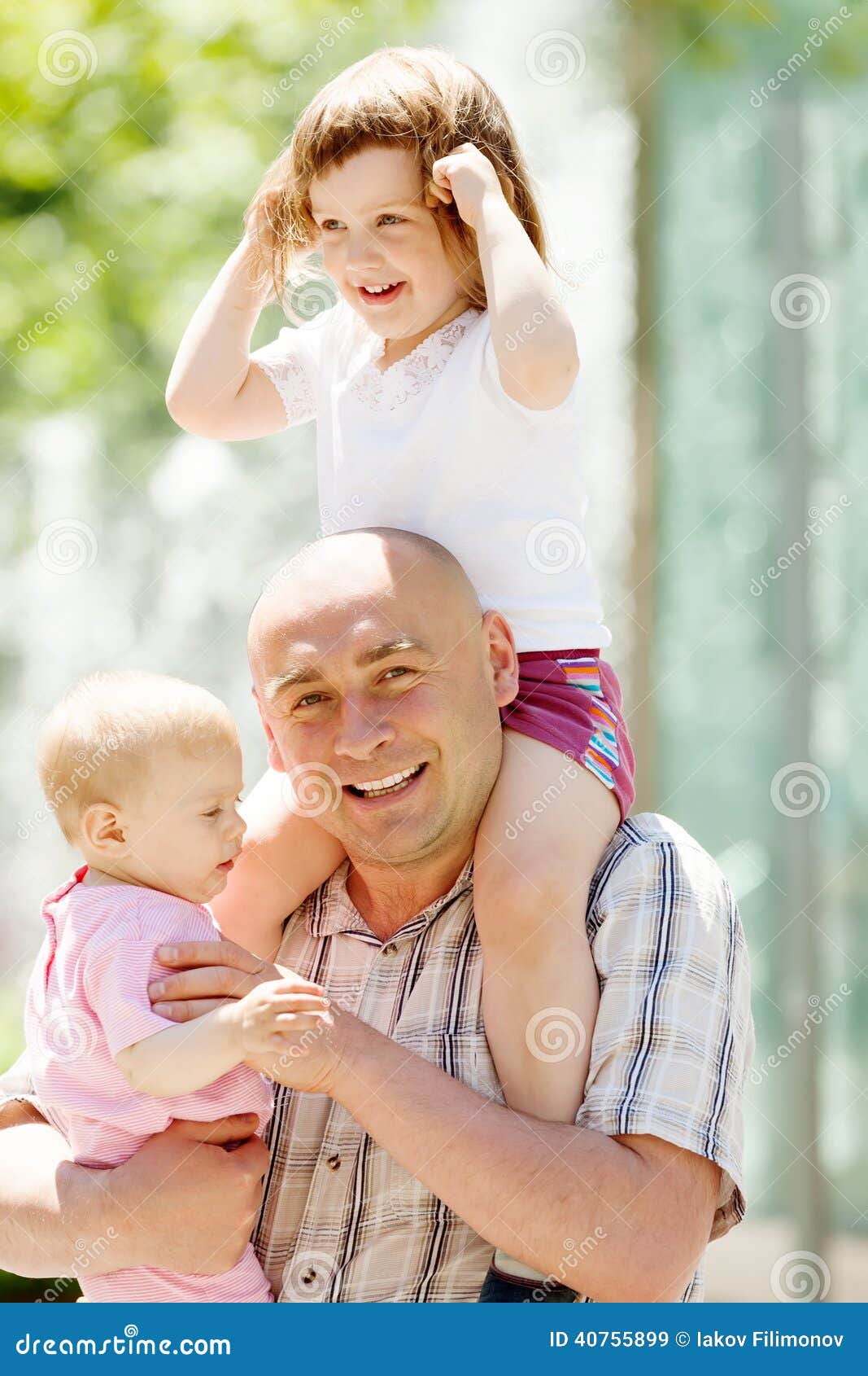 Man with two children stock image. Image of father, lifestyle - 40755899