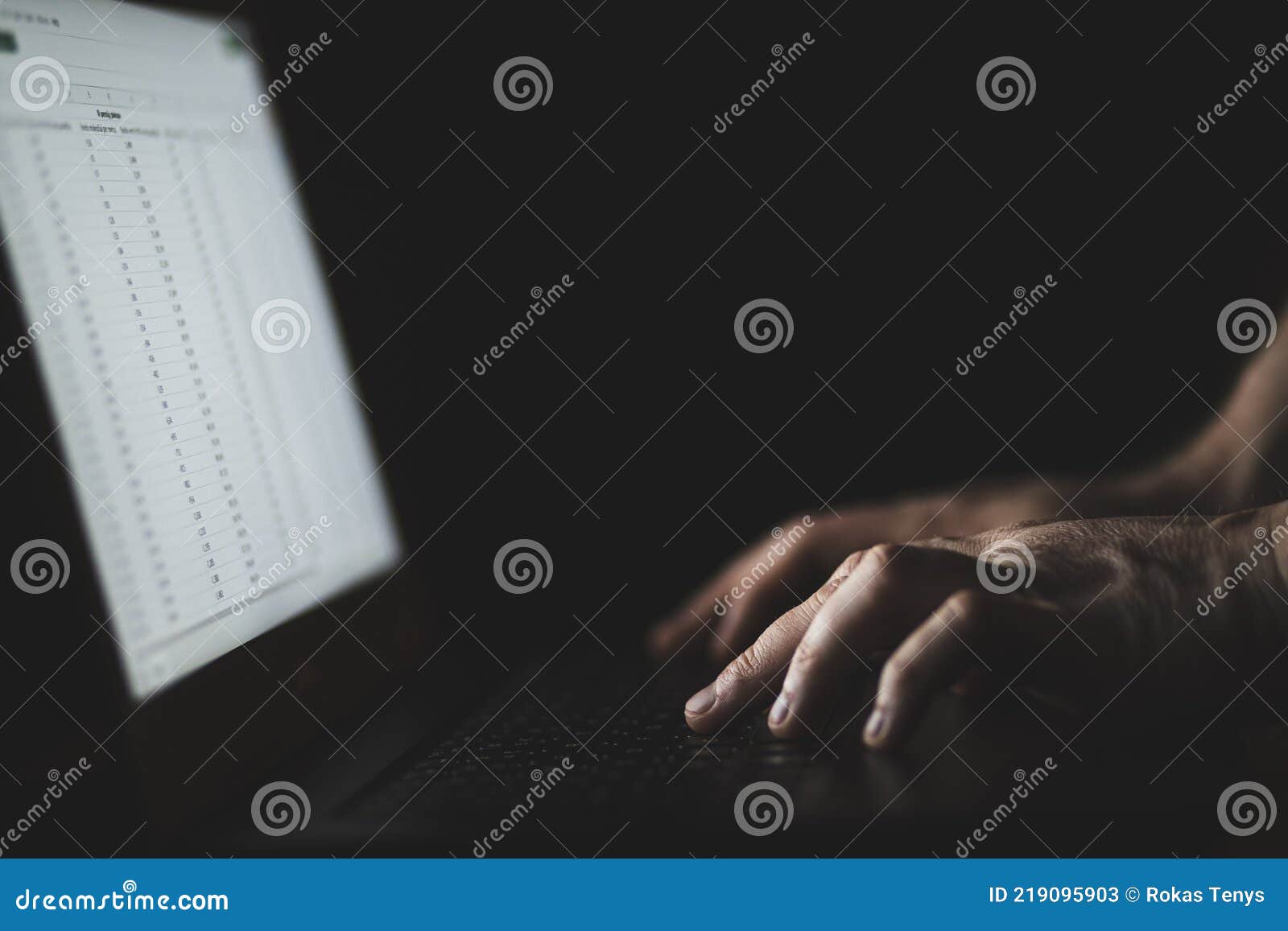 Man Type on Laptop Keyboard. Person Working on Computer Stock Image ...