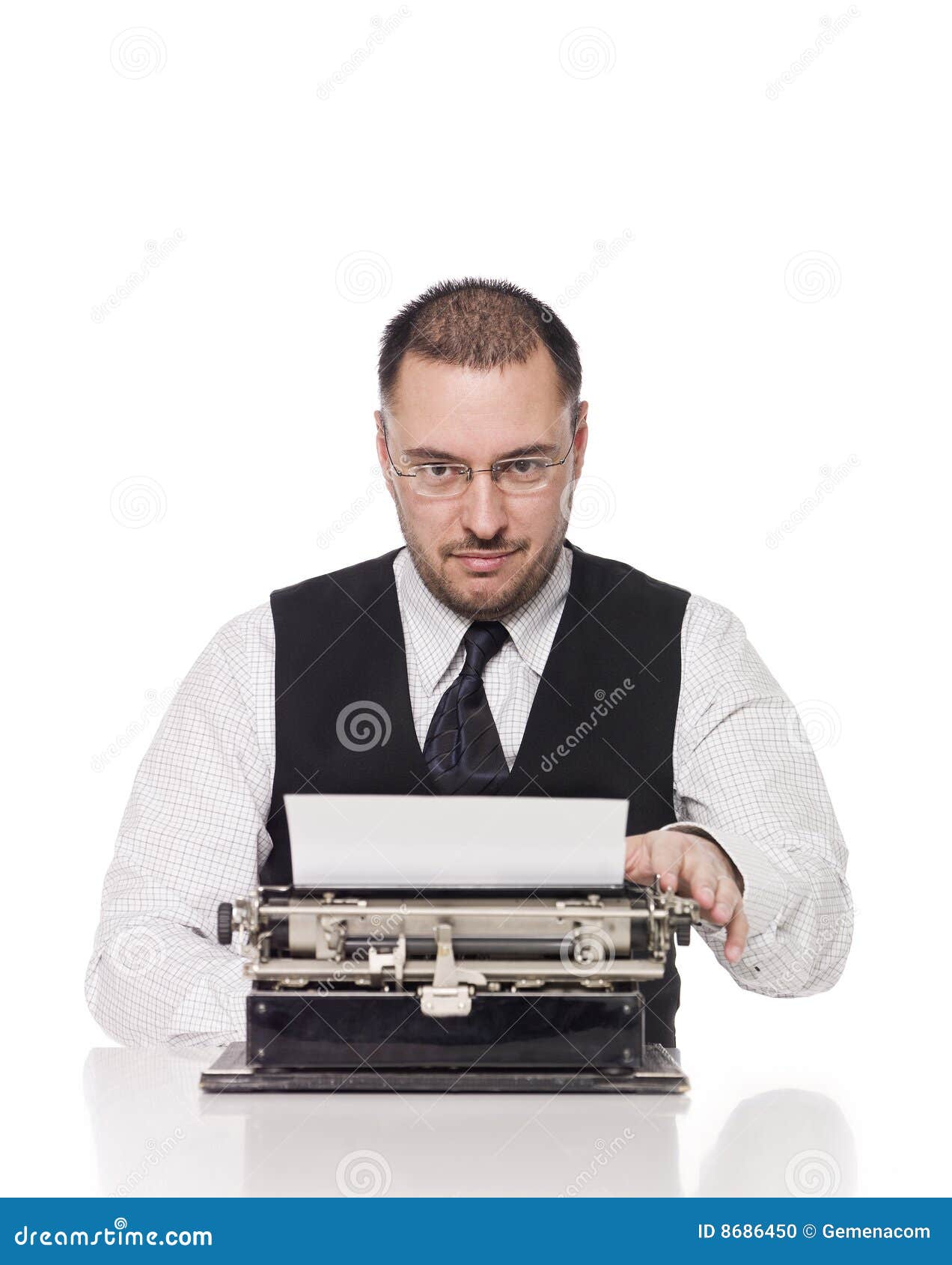 Man with a typewriter stock photo. Image of costume, office - 8686450