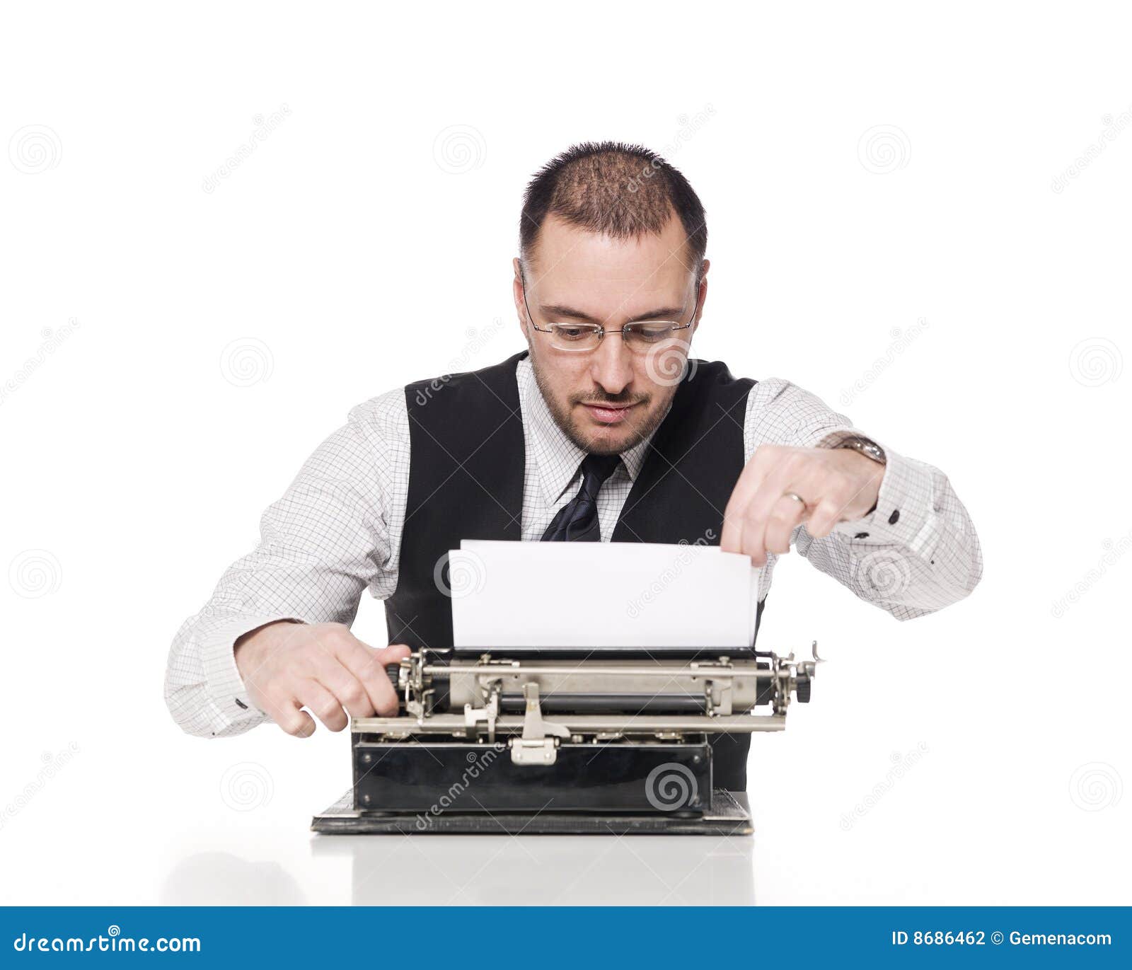 Man with a typewriter stock photo. Image of vintage, antique - 8686462