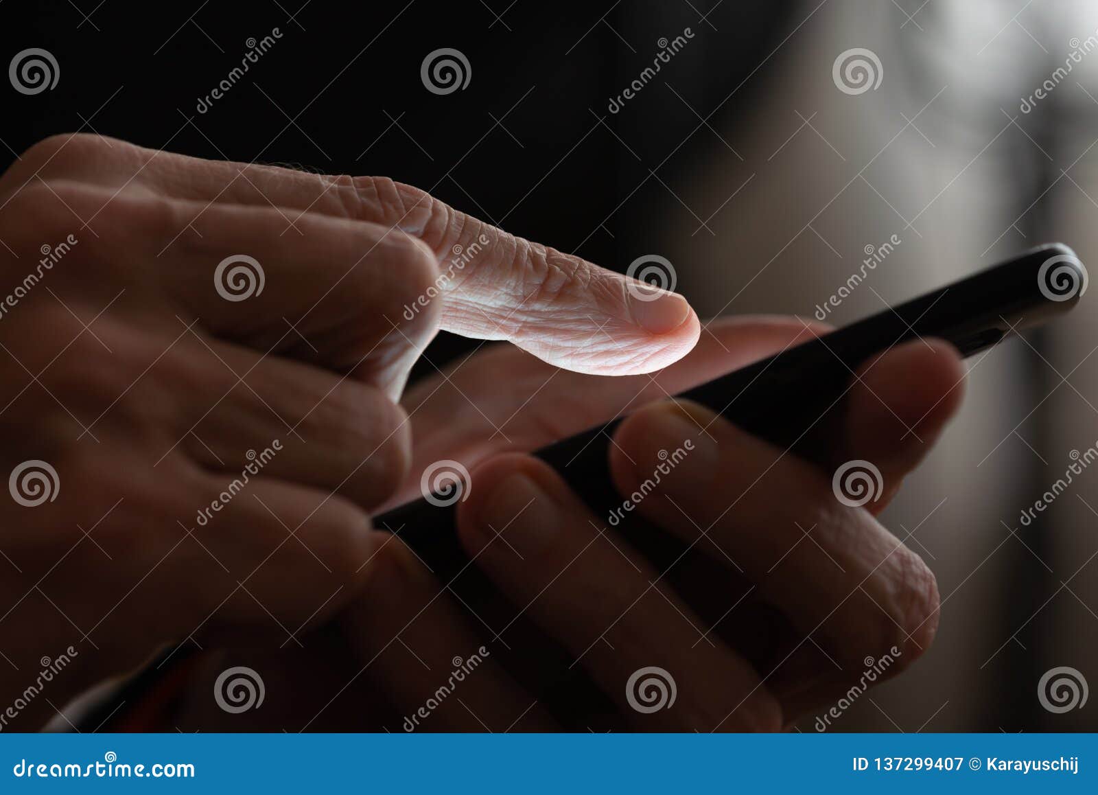 Man Typing on a Black Smartphone Stock Image - Image of modern ...