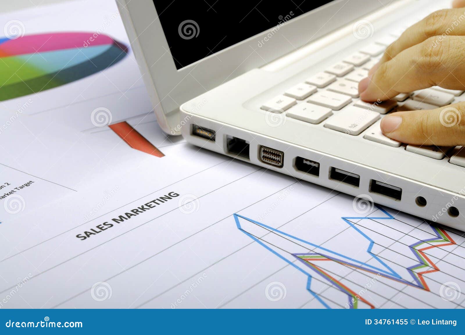 Man Typing Business Report stock image. Image of people - 34761455
