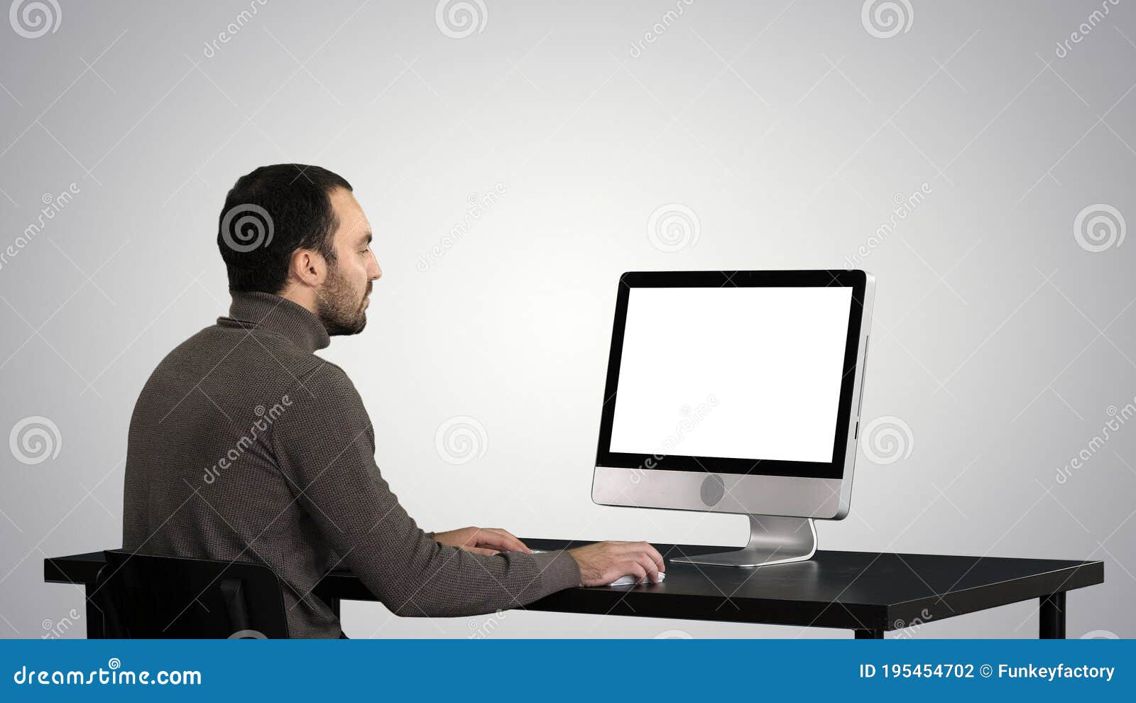 Man Typing on the Computer on Gradient Background. Stock Photo - Image ...