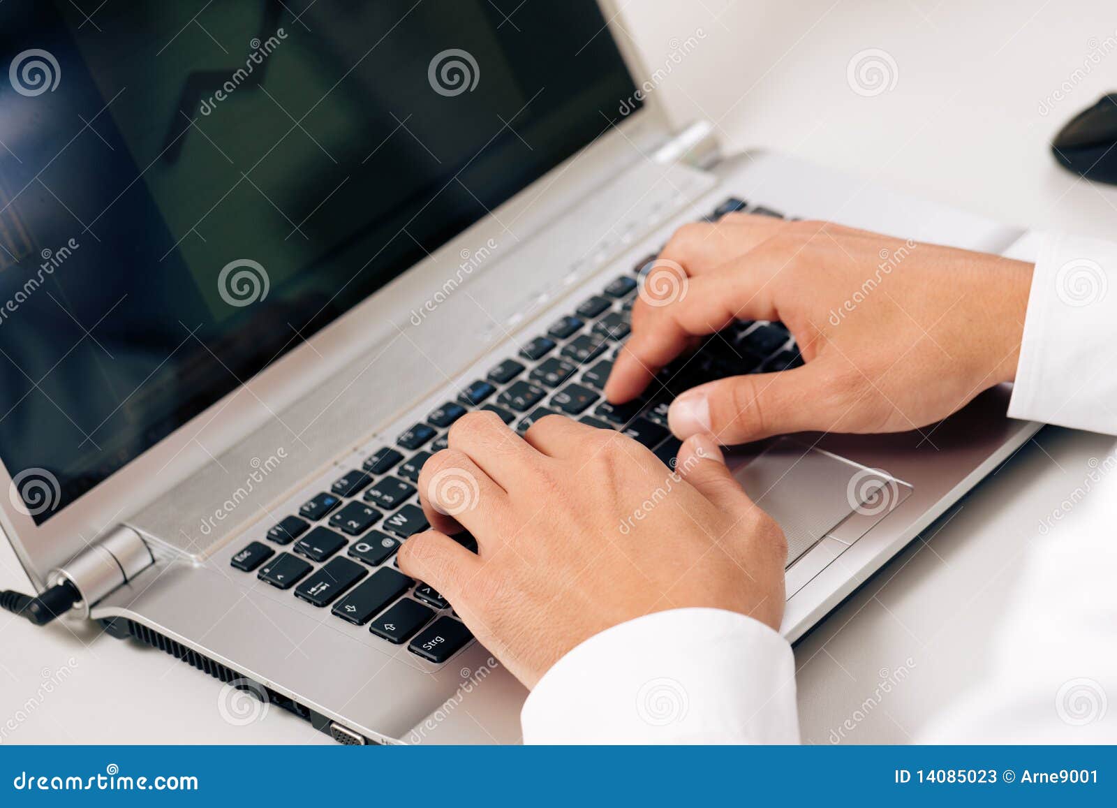 Man Typing Computer Keyboard Stock Image Image Of Manager