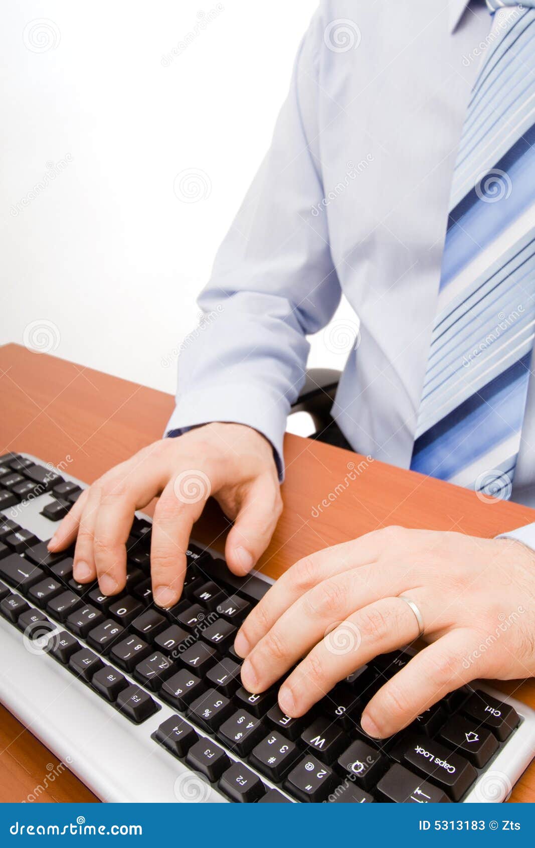 Man Typing In The Computer Keyboard Stock Image Image Of Table