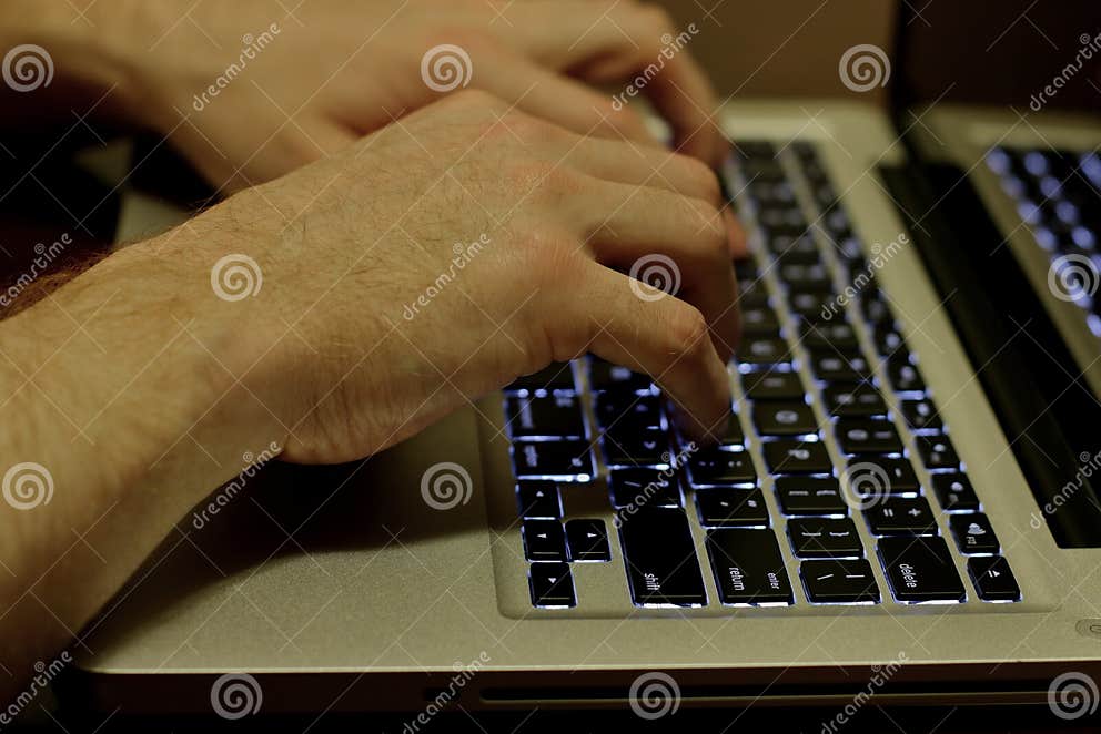 Man typing on computer stock photo. Image of keys, fingers - 79257092