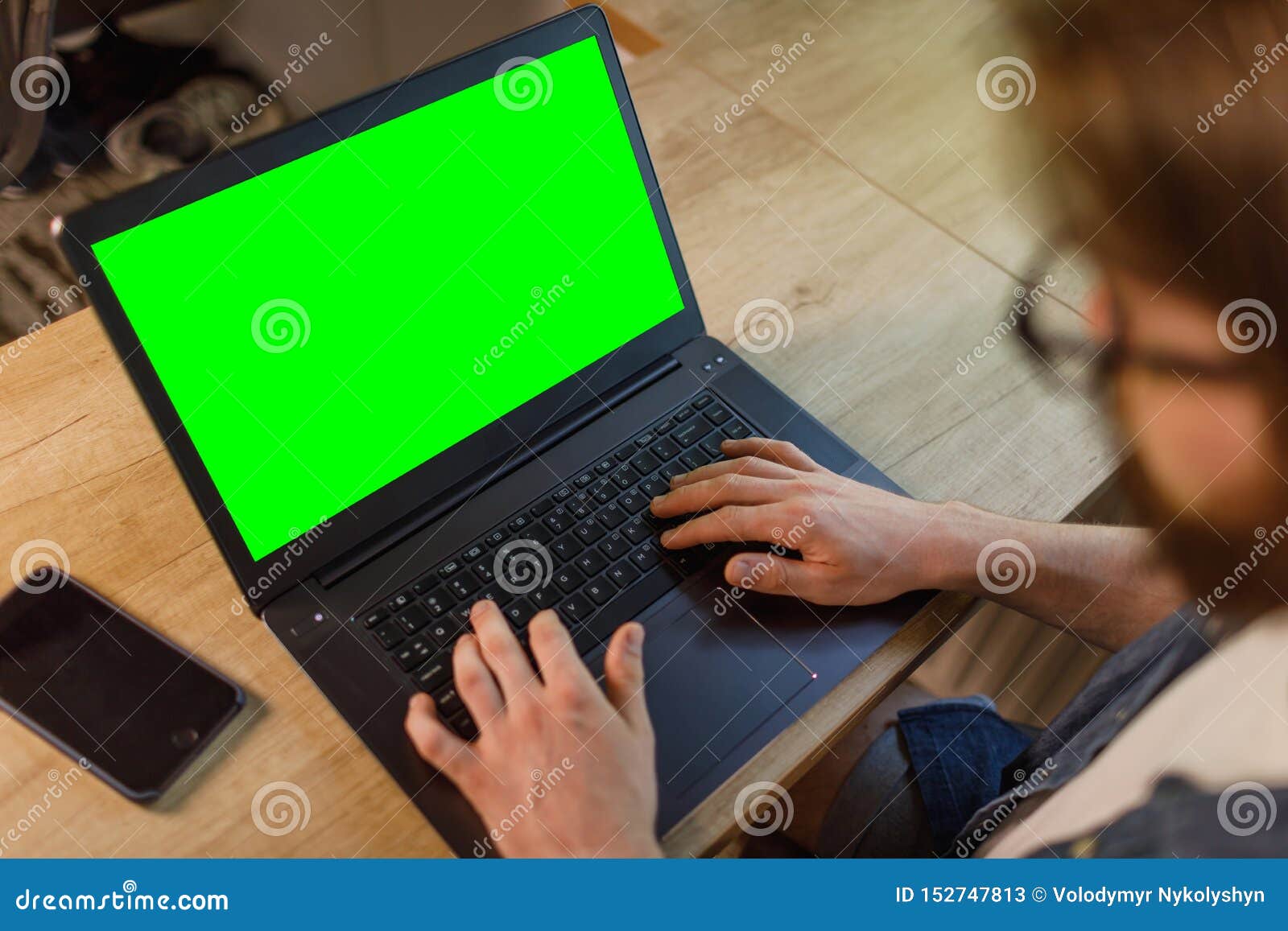 Man Typing on a Computer stock image. Image of cell - 152747813