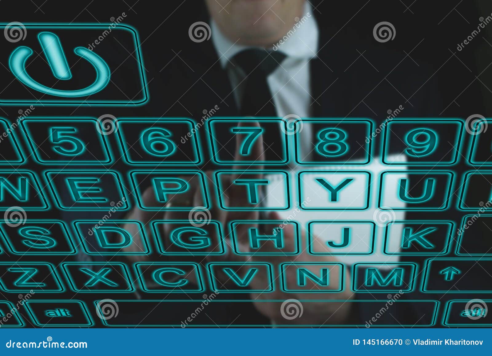 Man Typing on the Keyboard of the Future Stock Photo - Image of office ...
