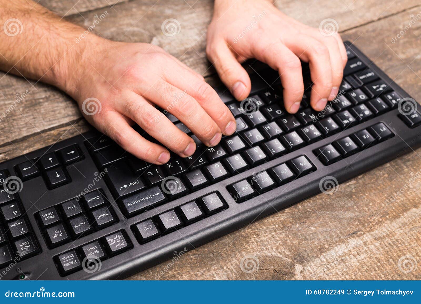 Man is typing on keyboard stock image. Image of blur - 68782249
