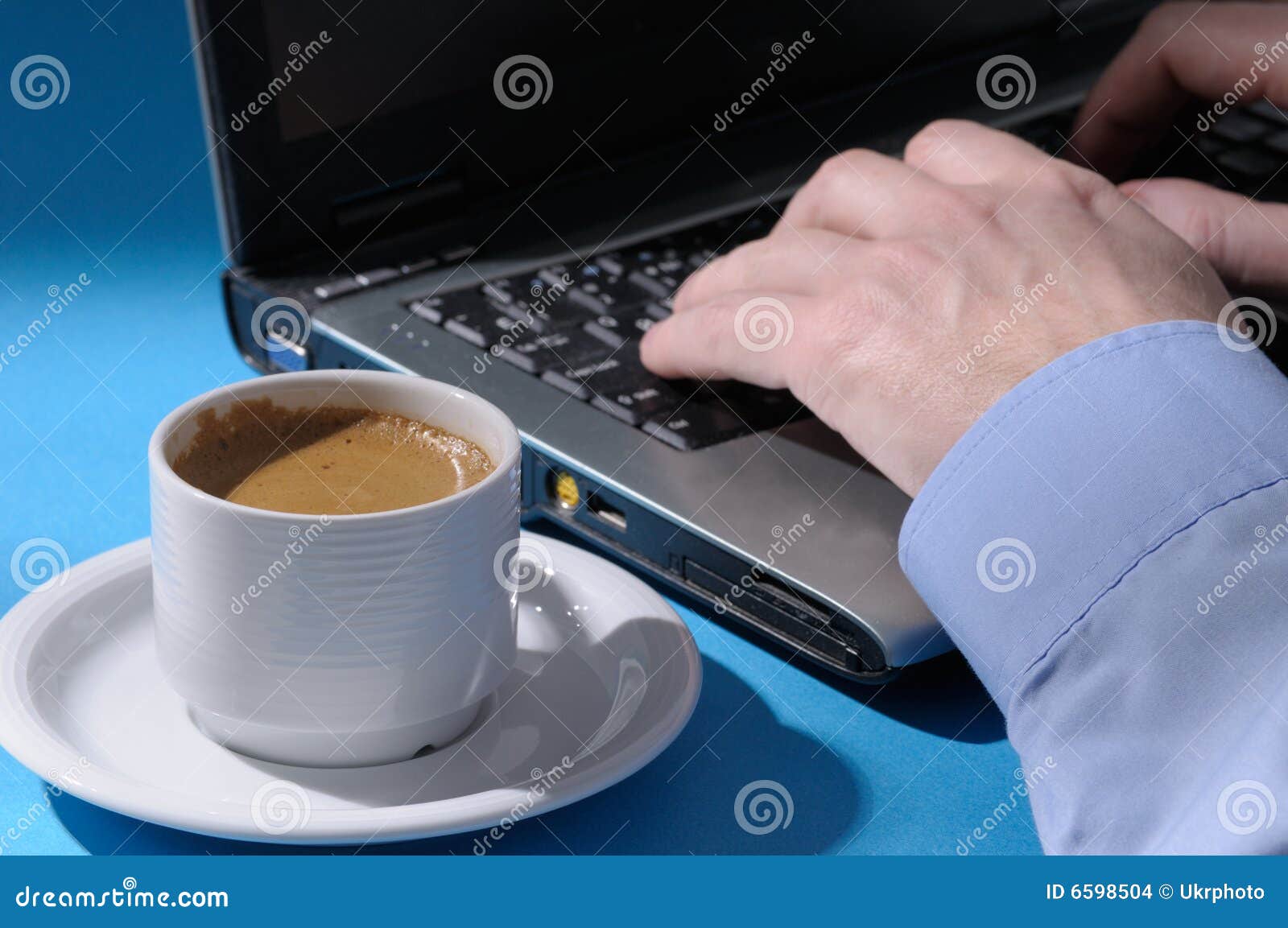 Man typing on laptop stock photo. Image of table, male - 6598504