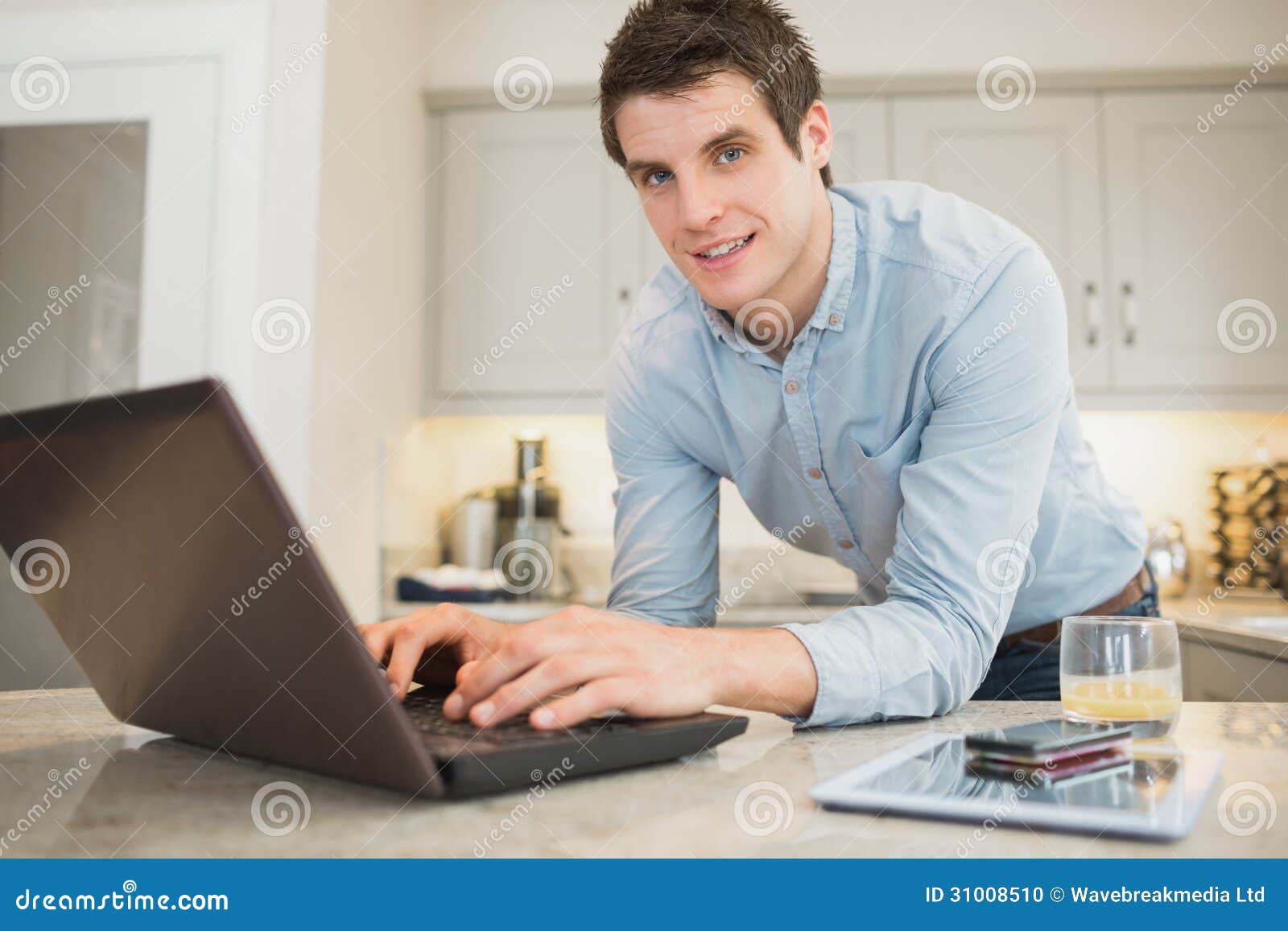 Man typing at the laptop stock photo. Image of caucasian - 31008510