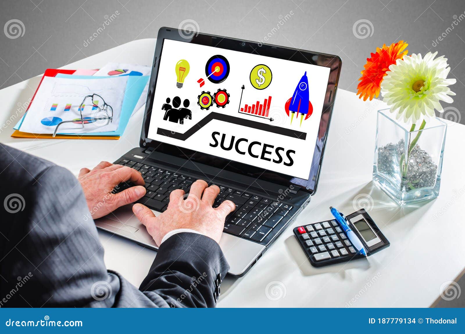 Success Concept on a Laptop Screen Stock Photo - Image of corporate ...