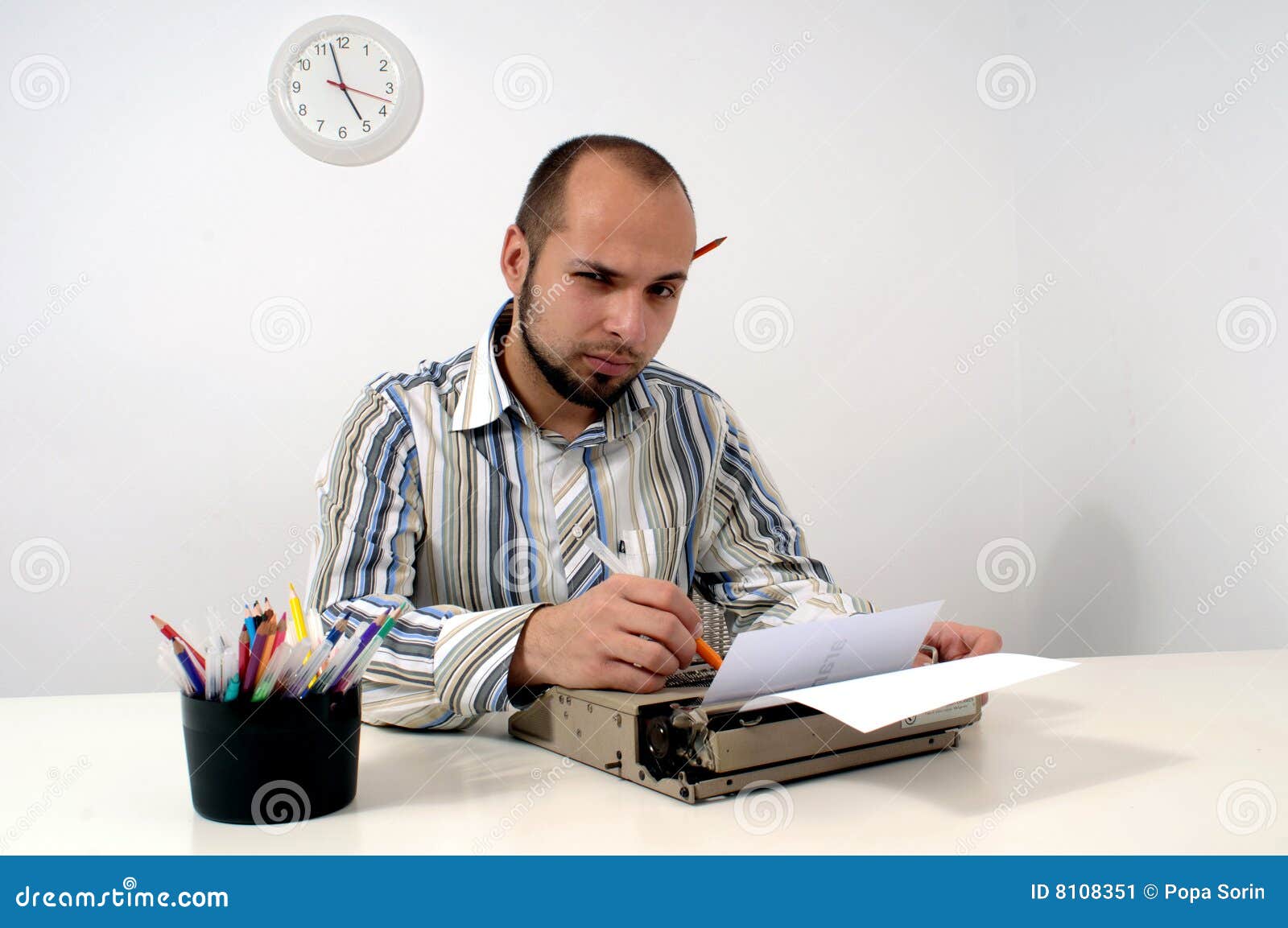 Man Typing on Old Typewriter Stock Image - Image of relation, document ...