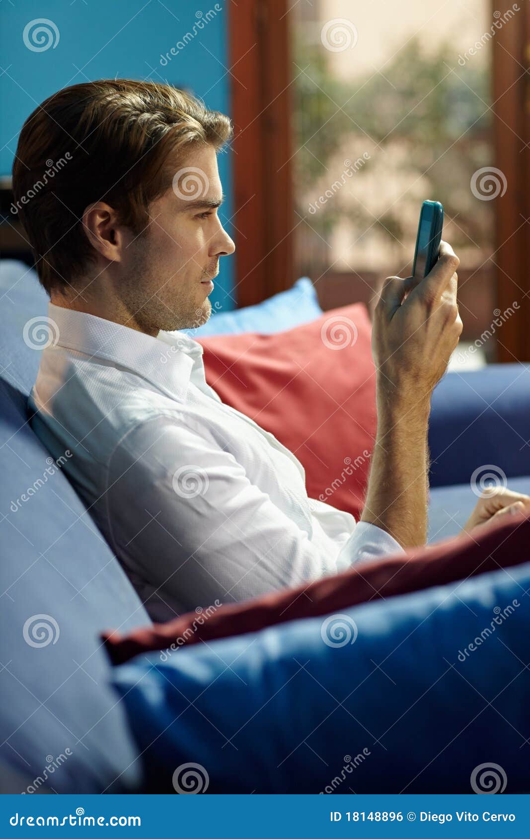 Man Typing Sms on Cellphone Stock Photo - Image of concentration, cell ...