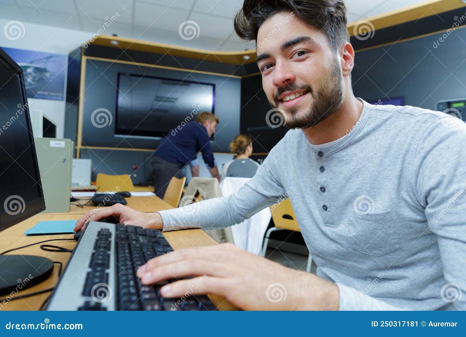 Man Typing Something on Keyboard in Office Stock Image - Image of ...