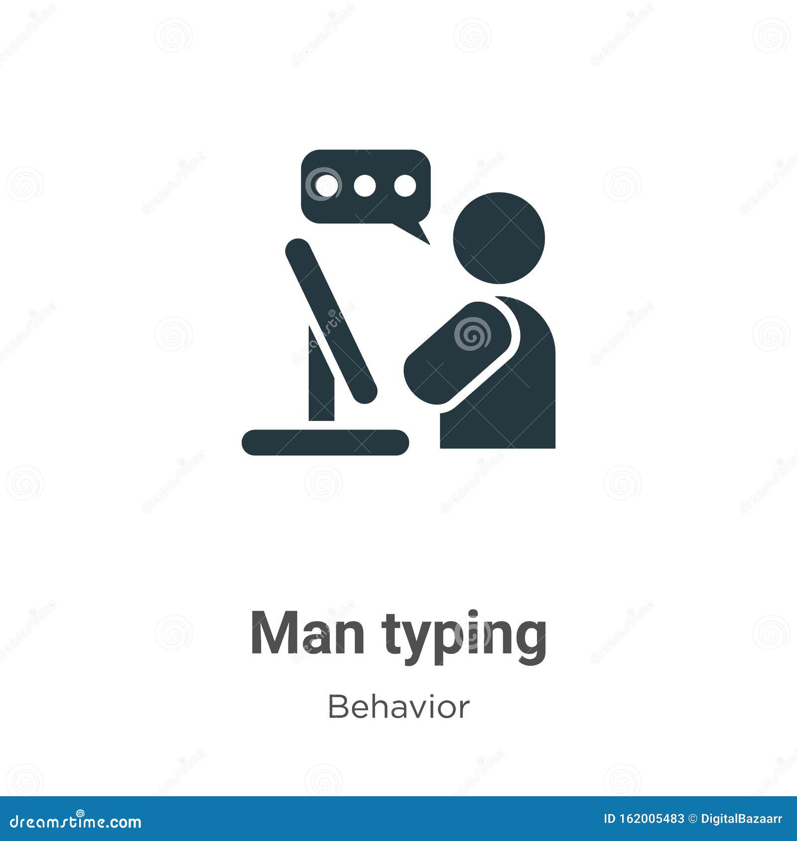 Man Typing Vector Icon on White Background. Flat Vector Man Typing Icon ...