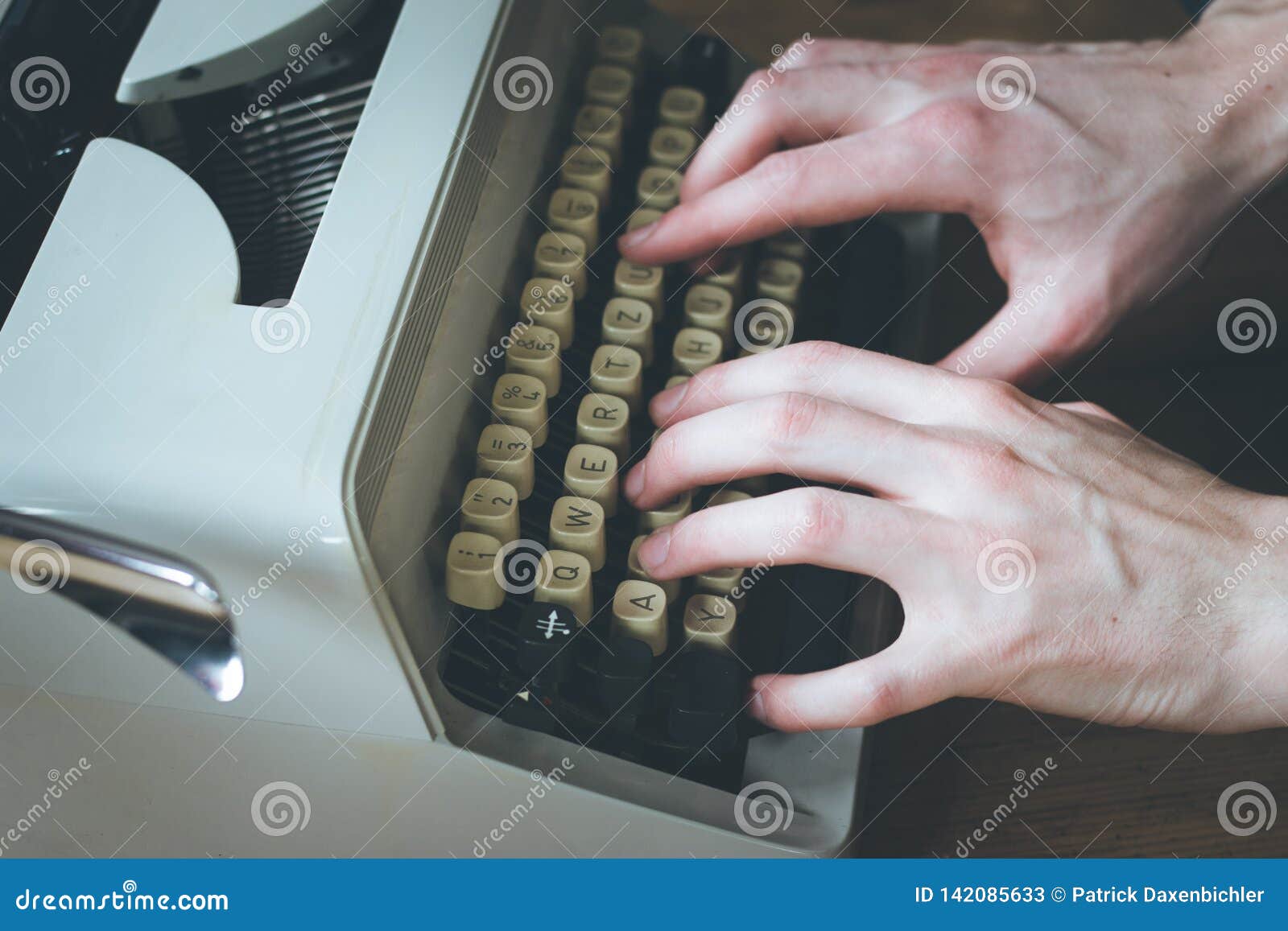 Man is Typing on a Vintage Typewriter Stock Image - Image of biography ...