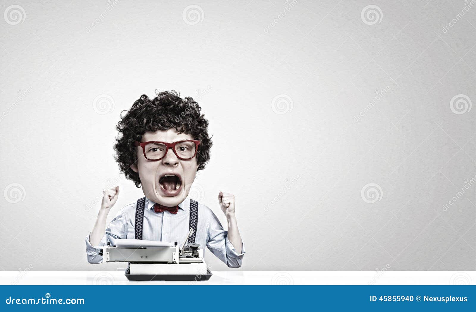 Man typist stock photo. Image of scream, script, newsman - 45855940