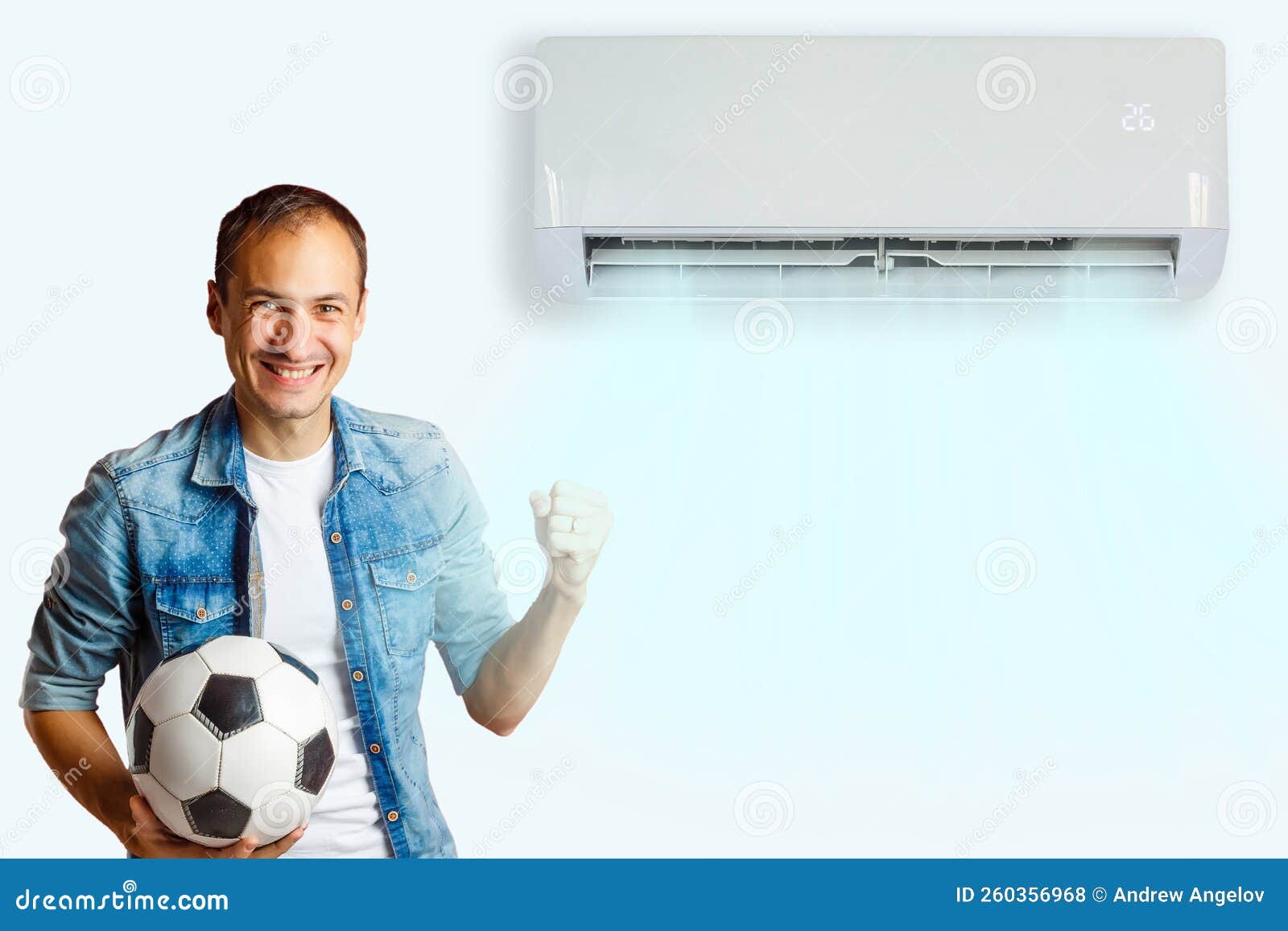 Man Under the Air Conditioner Stock Photo - Image of enjoying, climate ...