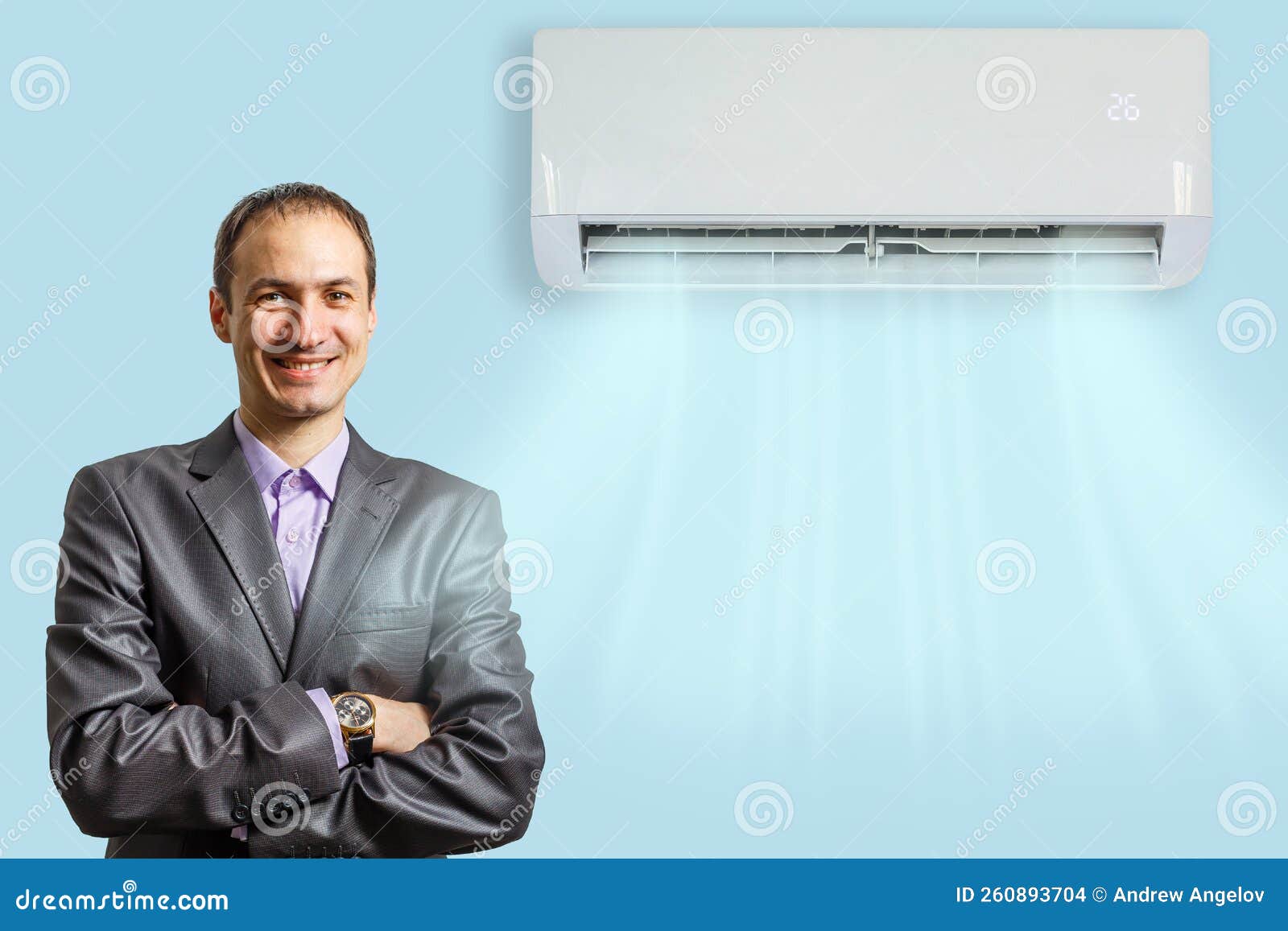 Man Under the Air Conditioner Stock Photo - Image of gadget, woman ...