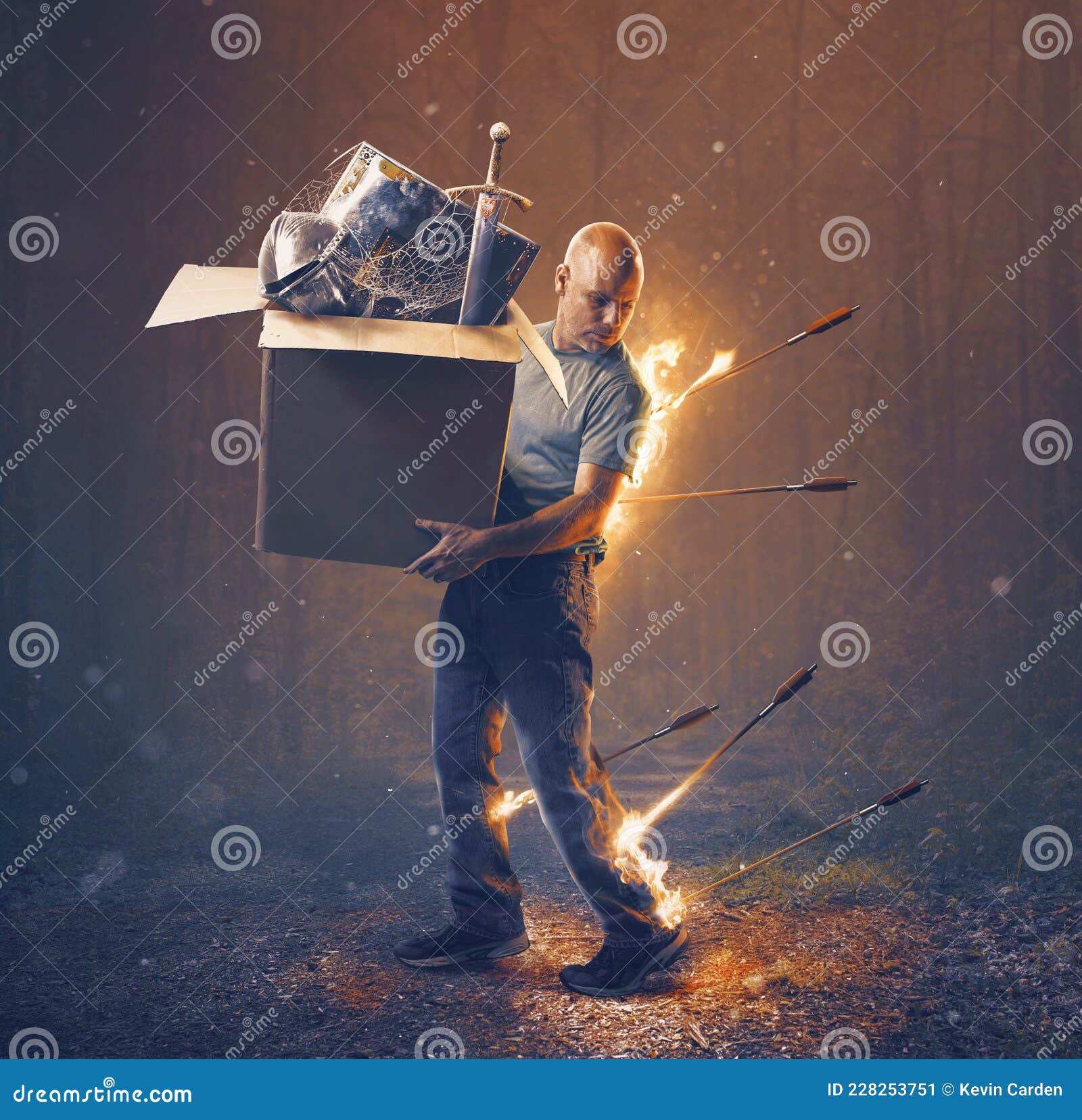 Man under attack stock image. Image of concept, sword - 228253751