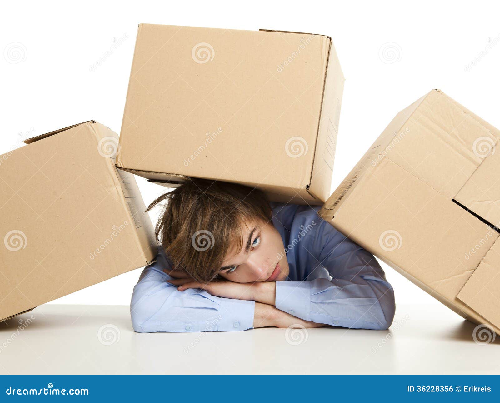 Man under boxes stock photo. Image of exhaust, relocation - 36228356