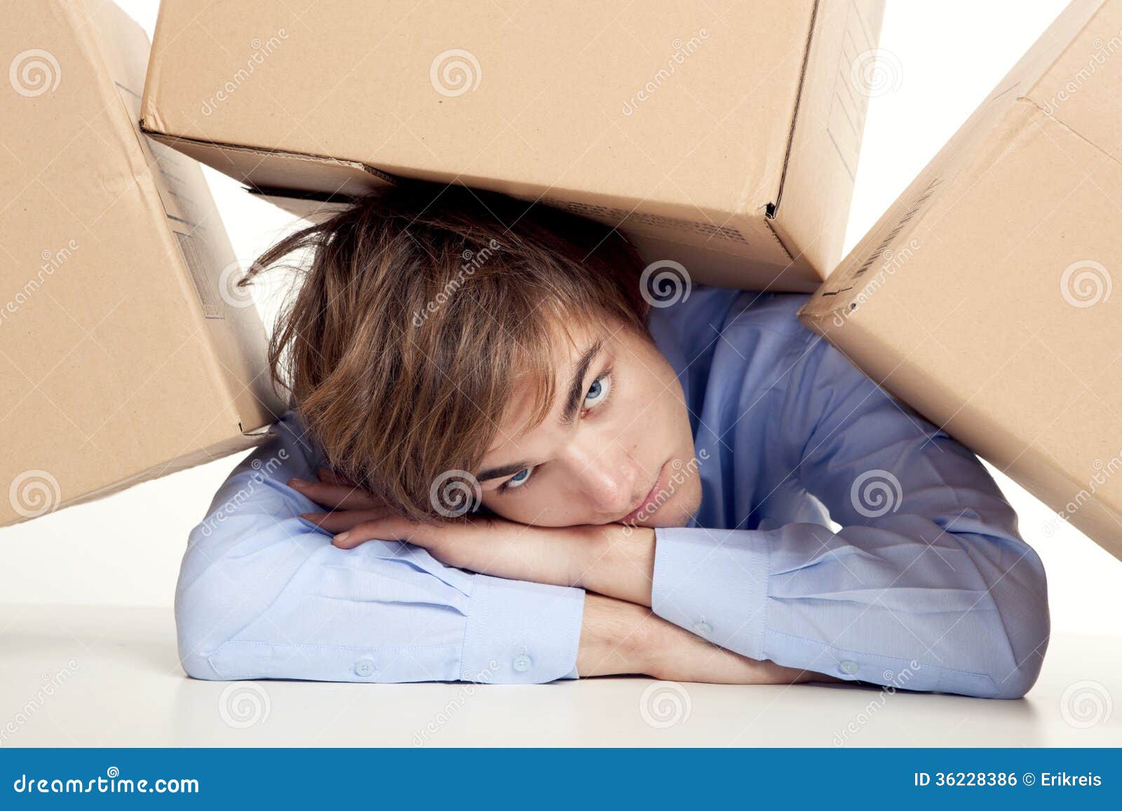 Man under boxes stock photo. Image of estate, heavy, cheerful - 36228386