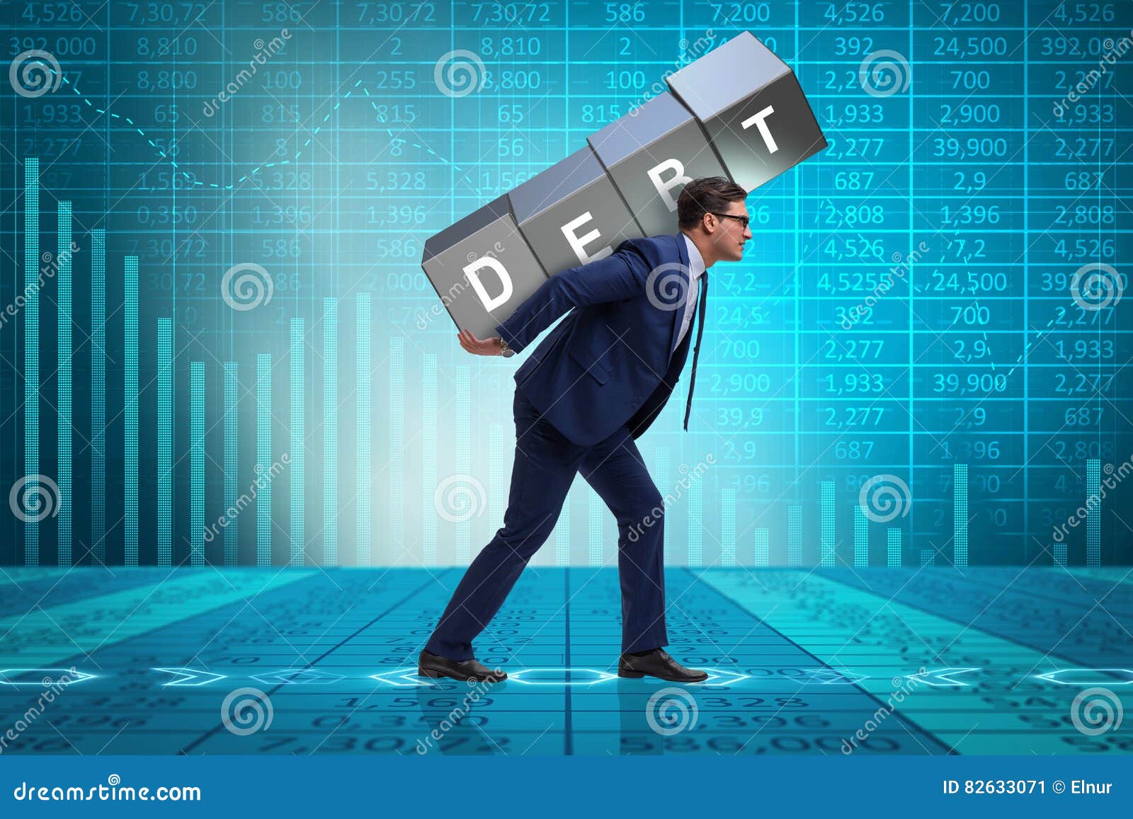 The Man Under the Burden of Loan Stock Image - Image of gearing ...