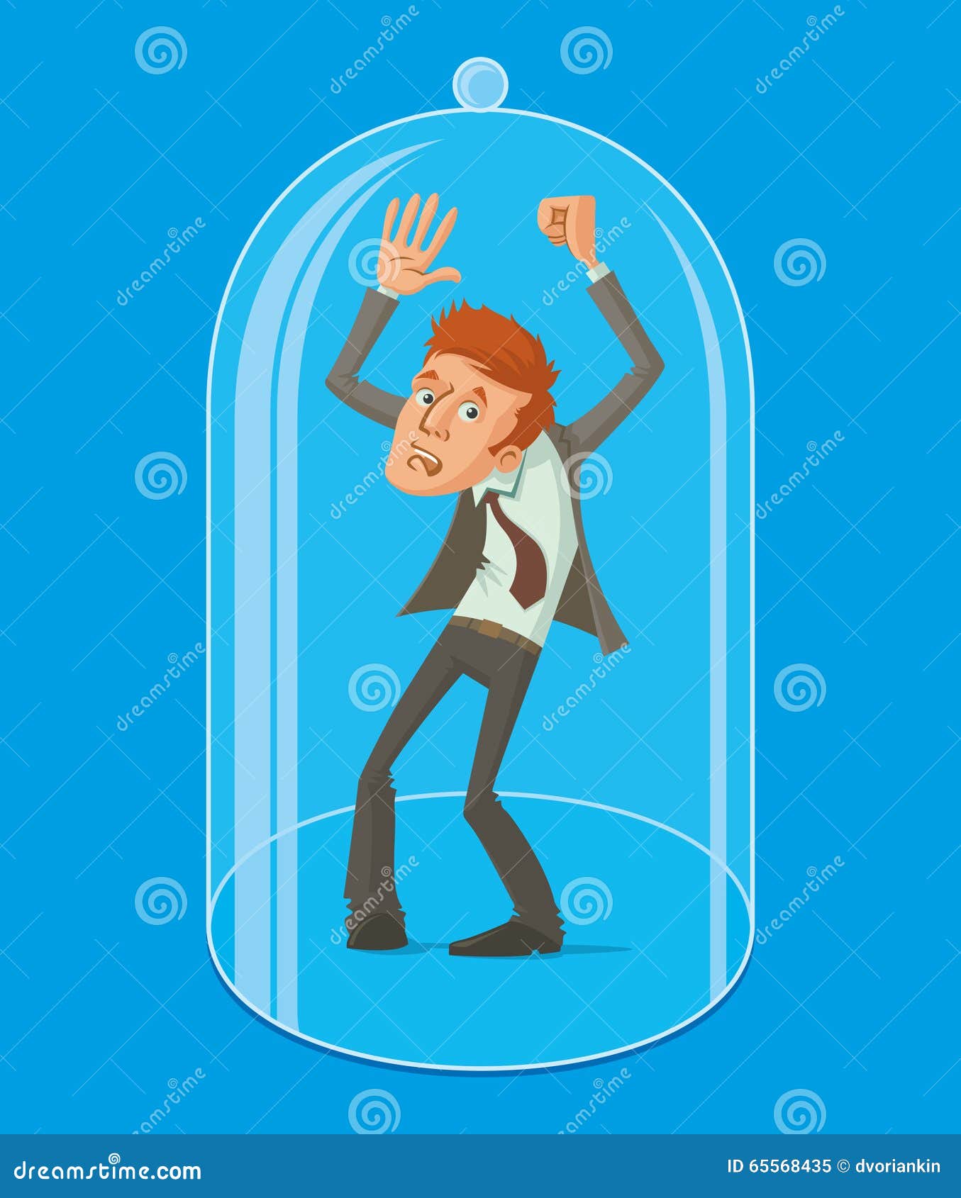 Man under a glass dome stock vector. Illustration of detached - 65568435