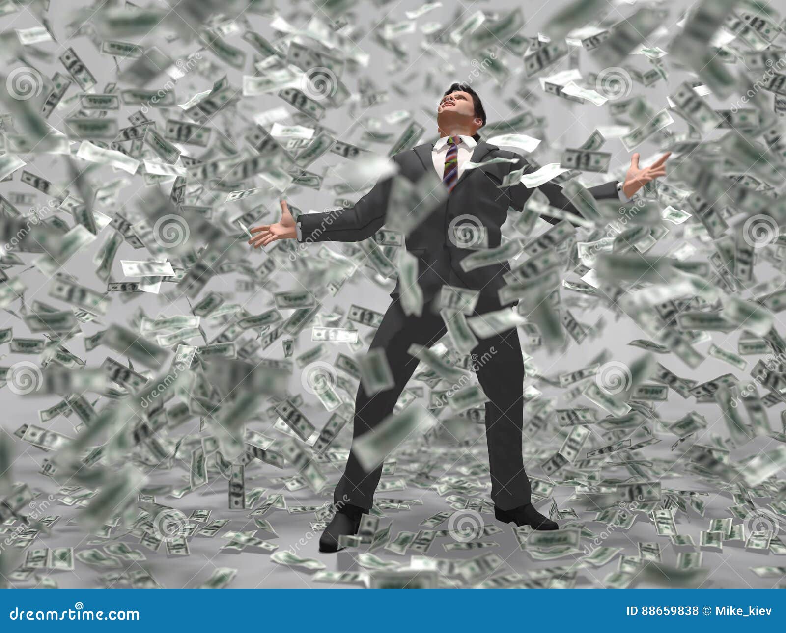 Man under the money rain stock illustration. Illustration of background ...