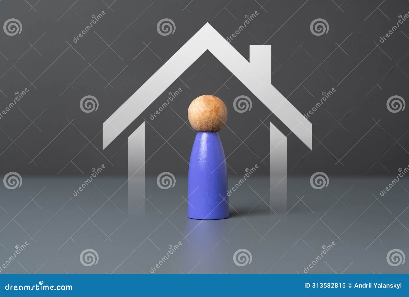 A Man Under the Roof of a House. Providing Housing Stock Image - Image ...