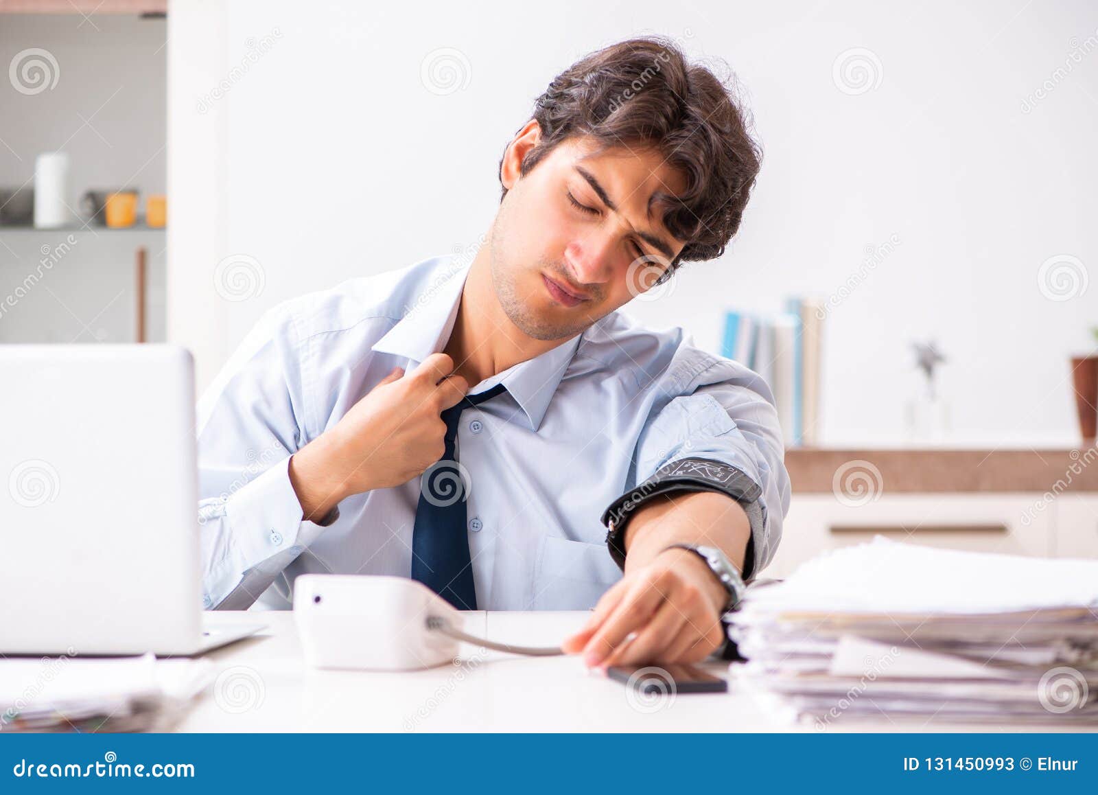 The Man Under Stress Measuring His Blood Pressure Stock Image - Image ...