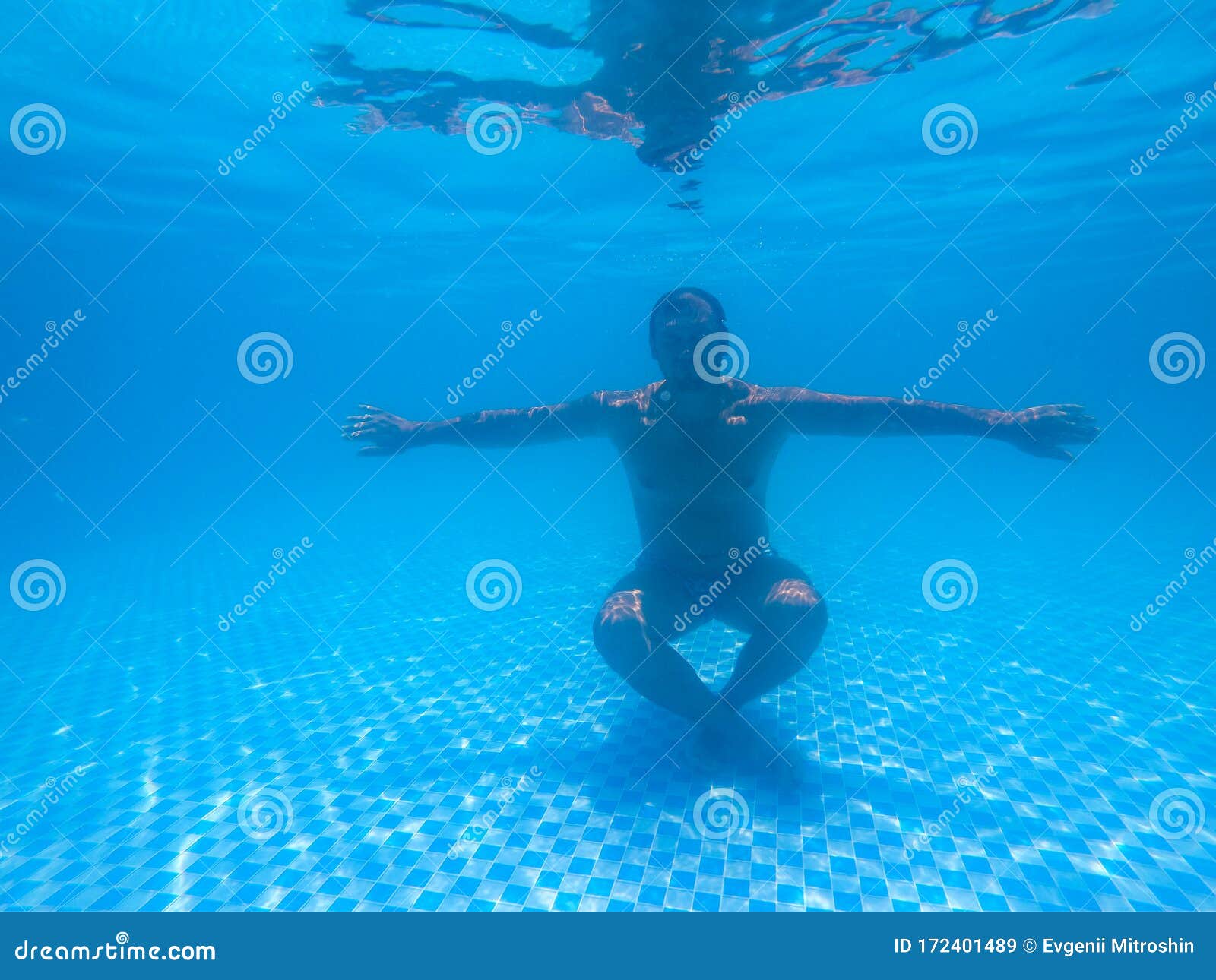 Man Under Water in a Swimming Pool Stock Image - Image of abstract ...