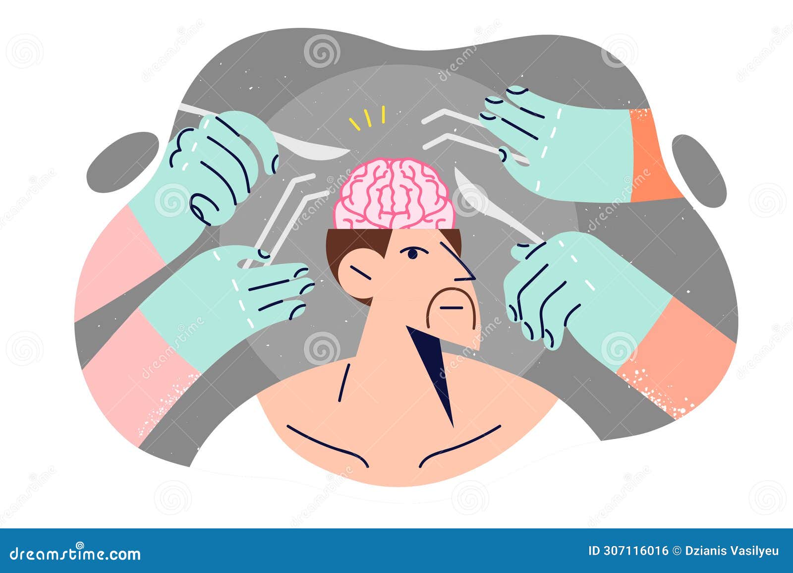 Man Undergoing Brain Surgery To Remove Malignant Tumor, Stands among ...