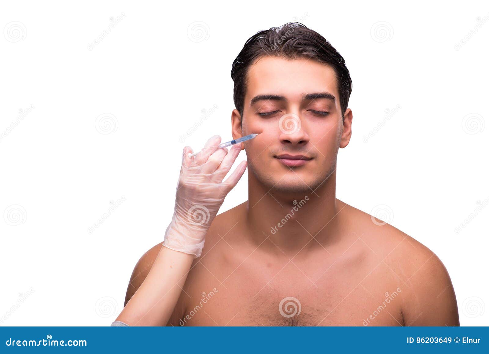 The Man Undergoing Plastic Surgery Isolated on White Stock Image ...
