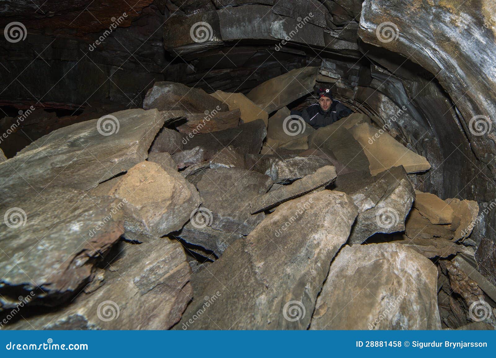 A Man in an Underground Tunnel. Stock Photo - Image of abyss, climb ...