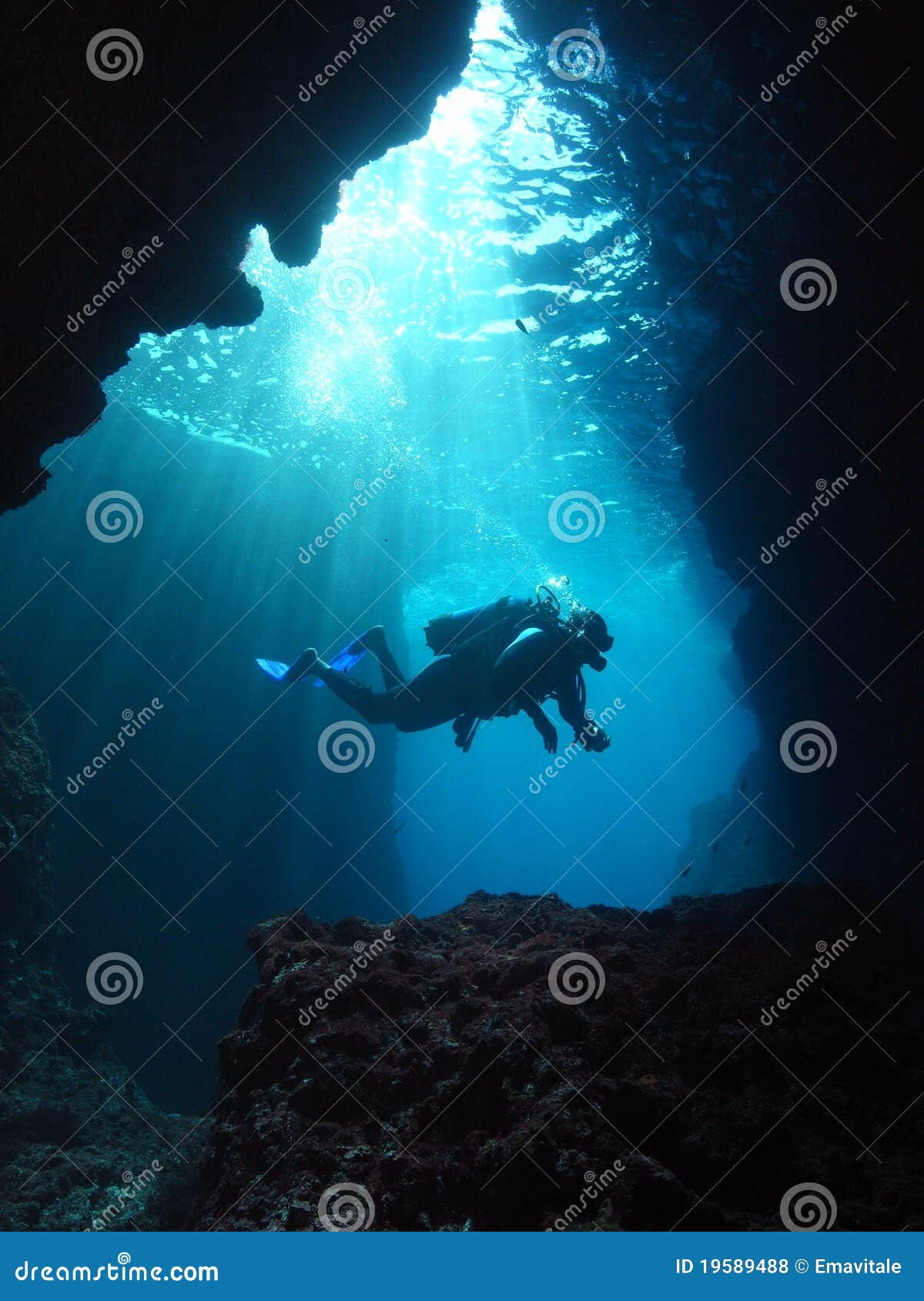 Man Underwater Photographer Scuba Diving Stock Photo - Image of sport ...