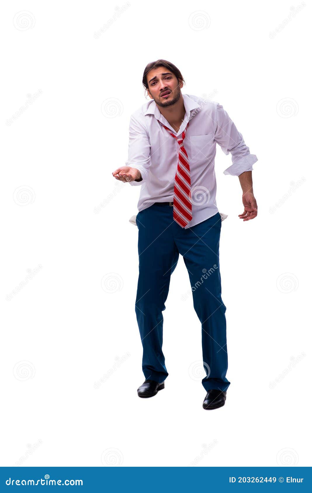 Young Man in Unemployment Concept Isolated on White Stock Image - Image ...