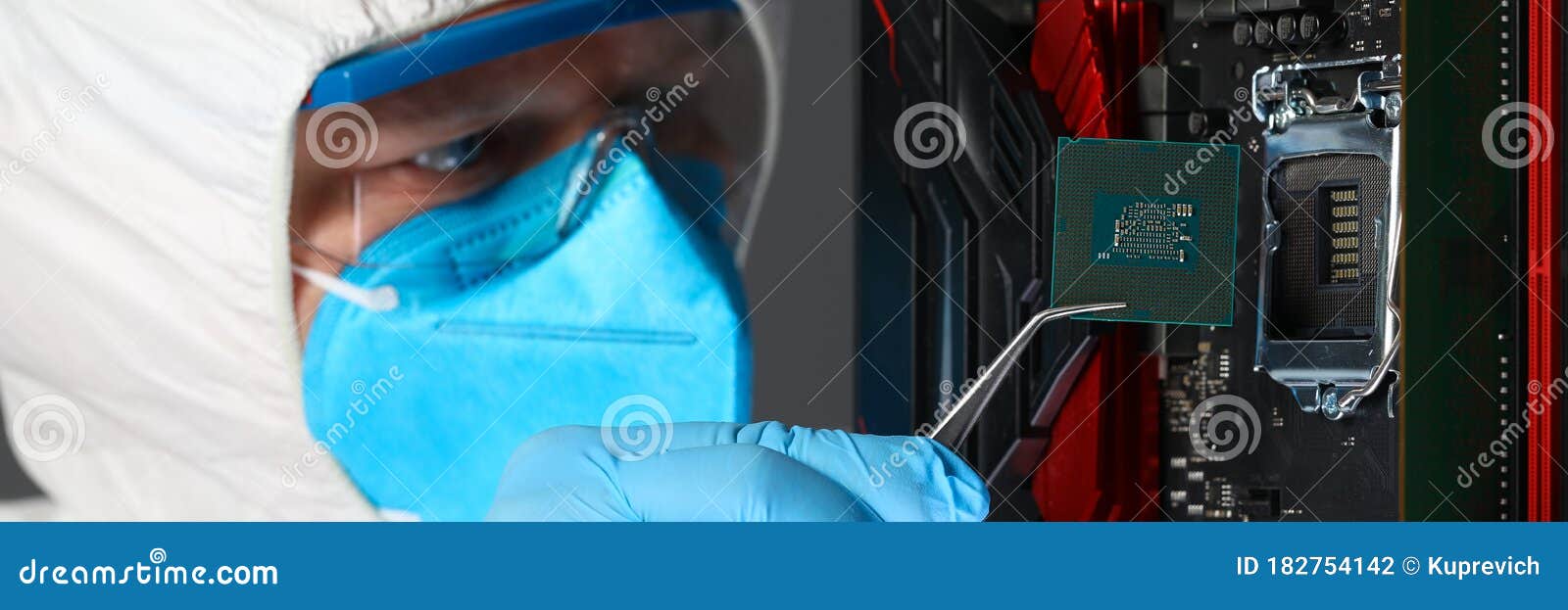 Microchip Of The Electronic Control Unit. Cpu Chipset On Printed ...