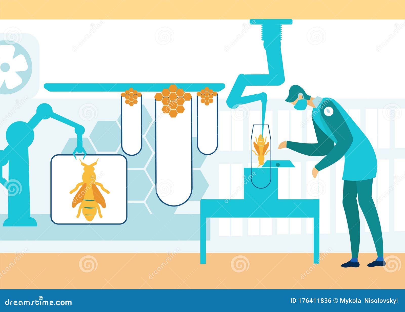 Studying Honey Bees At Home, Apiary Landing Page Template. Tiny ...