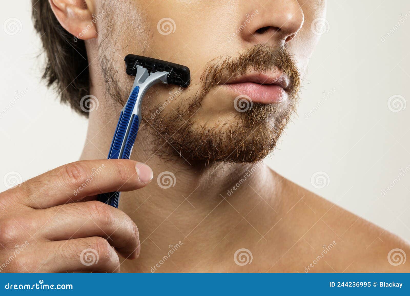 Man with Unkempt Beard before a Shaving Routine Stock Image - Image of ...