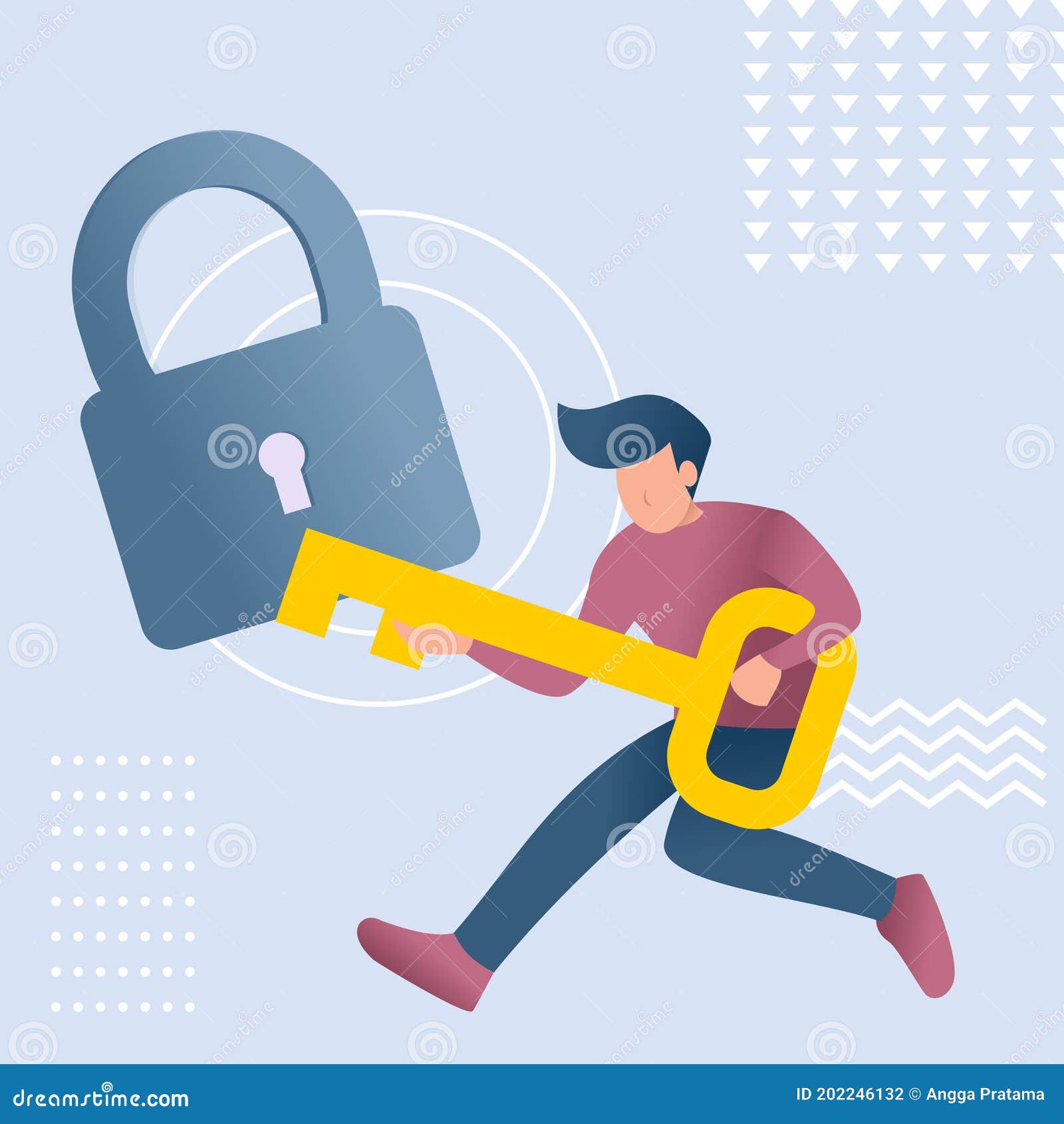 Man Unlock the Padlock or Searching Keyword Illustration Vector Stock ...