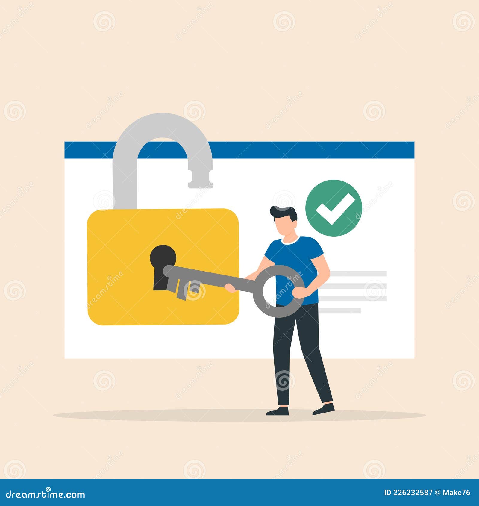 Man Unlocking Huge Padlock with Key. Data Privacy, Information Privacy Regulation, Personal Data ...