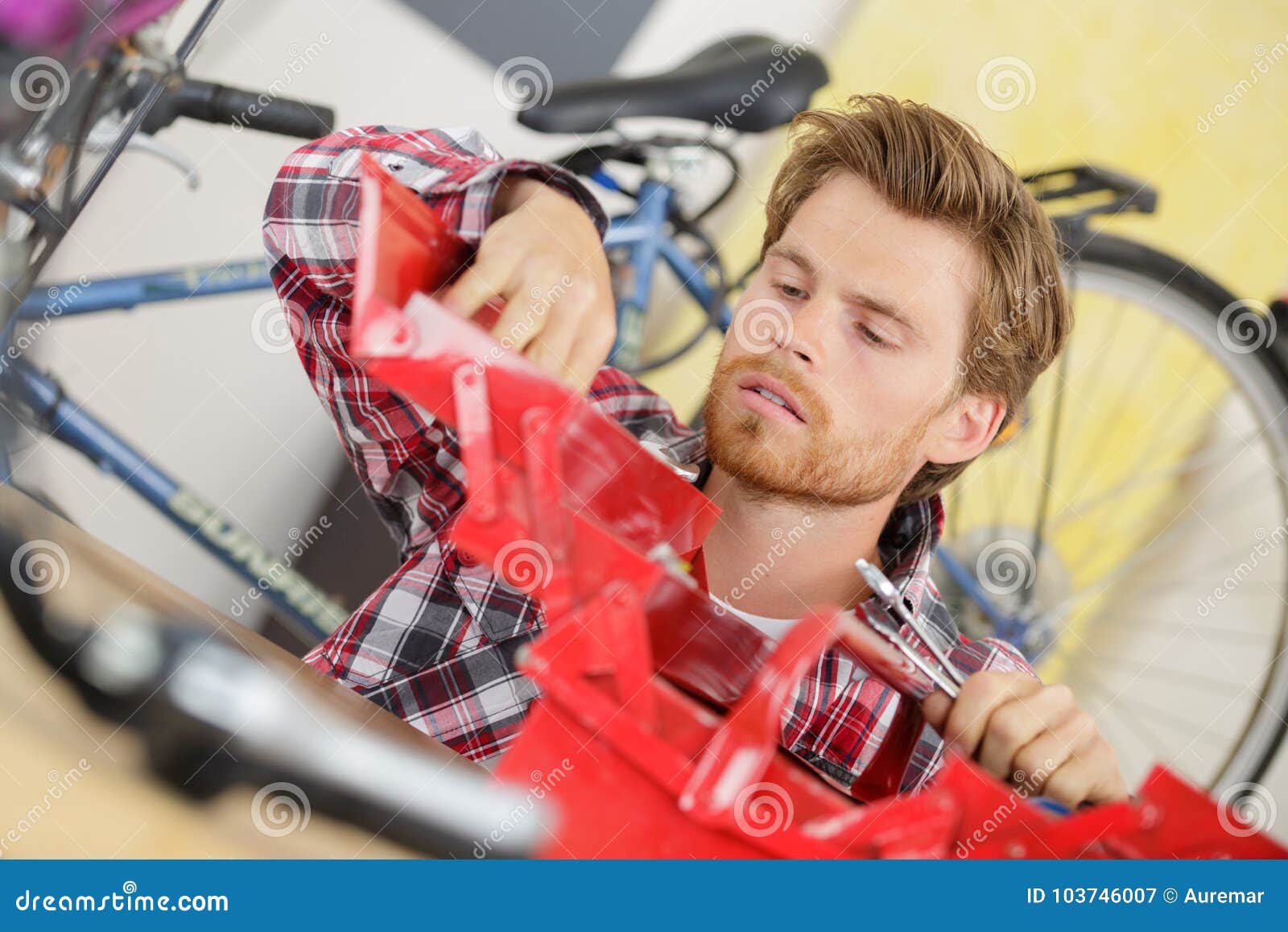 Man unpacking tool box stock image. Image of domicile - 103746007
