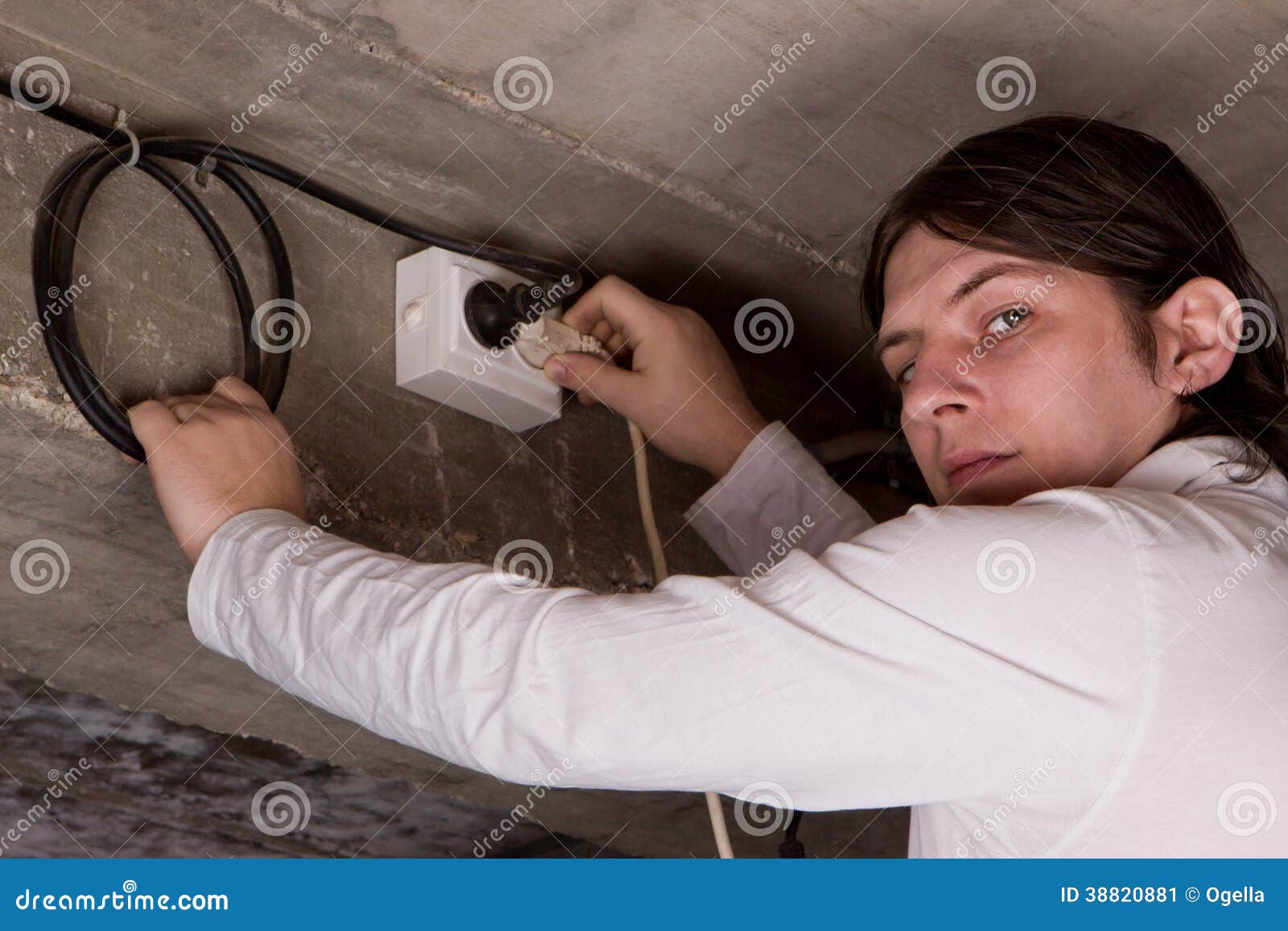Man unplugg cable stock image. Image of white, handsome - 38820881