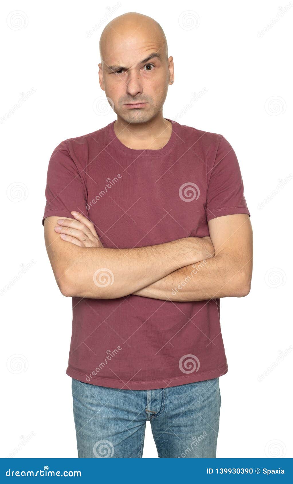 Man with Unsure Expression on His Face Stock Photo - Image of bald ...