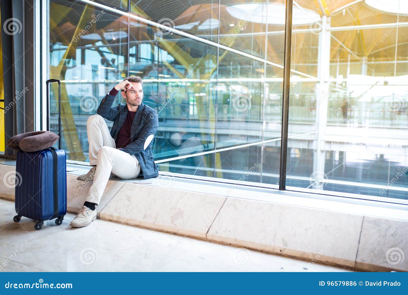 Man Upset, Sad and Angry at the Airport His Flight is Delayed Stock ...