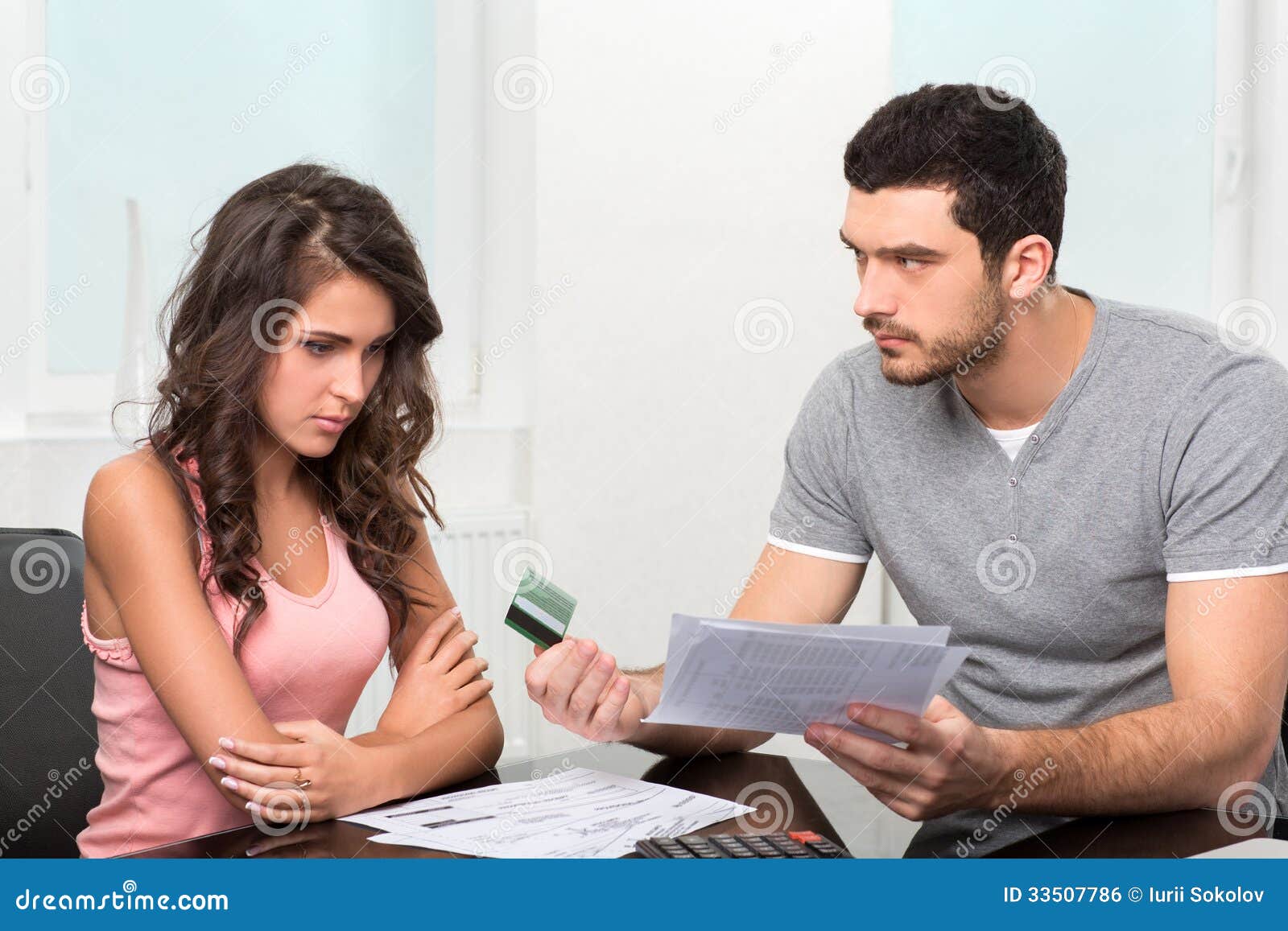 Man Upset after Looking at Card Statement. Stock Photo - Image of ...