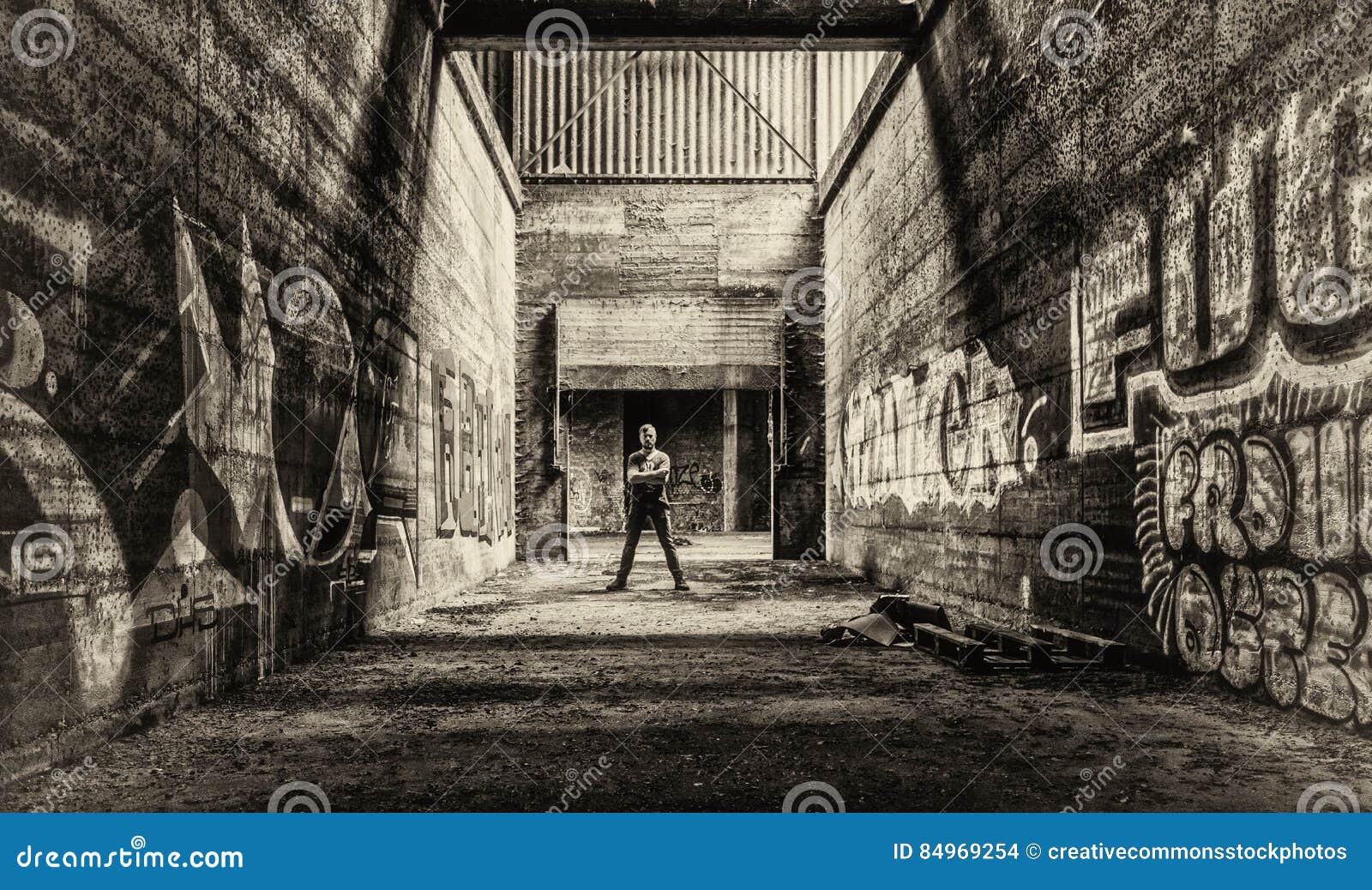 Man In Urban Ruins Picture. Image: 84969254